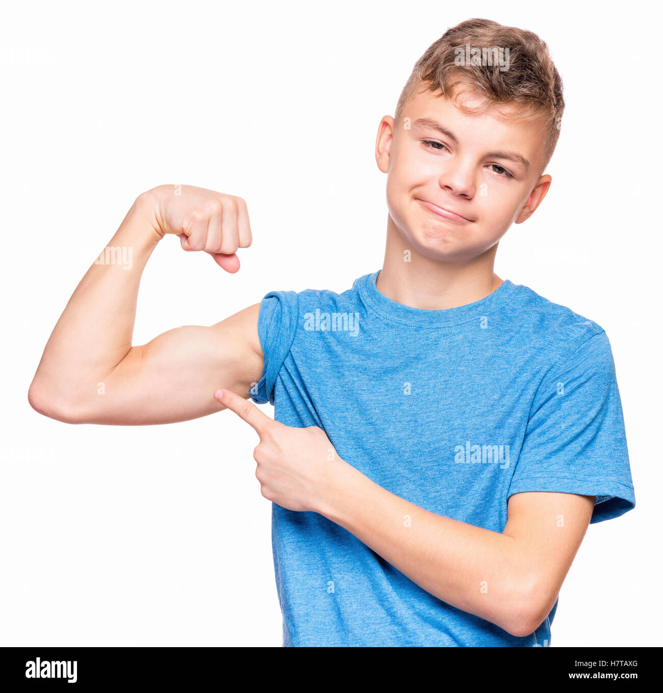 Kid flexing hi-res stock photography and images - Alamy
