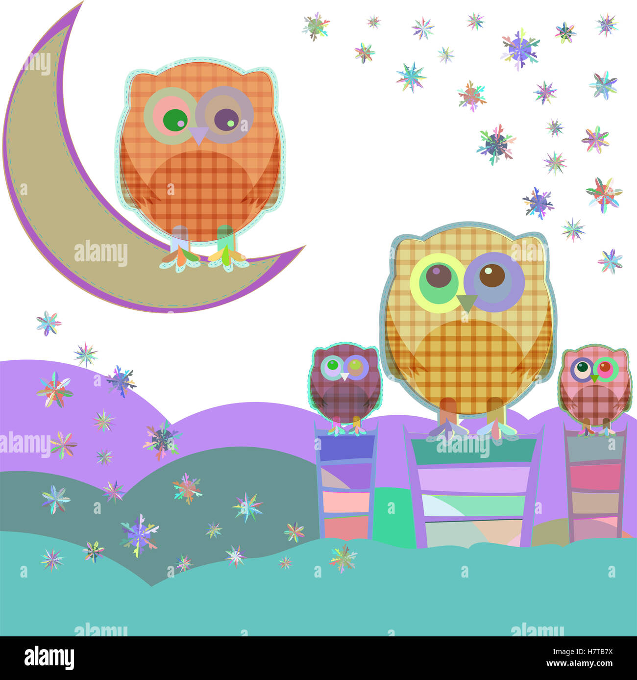 Owl with moon hi-res stock photography and images - Alamy