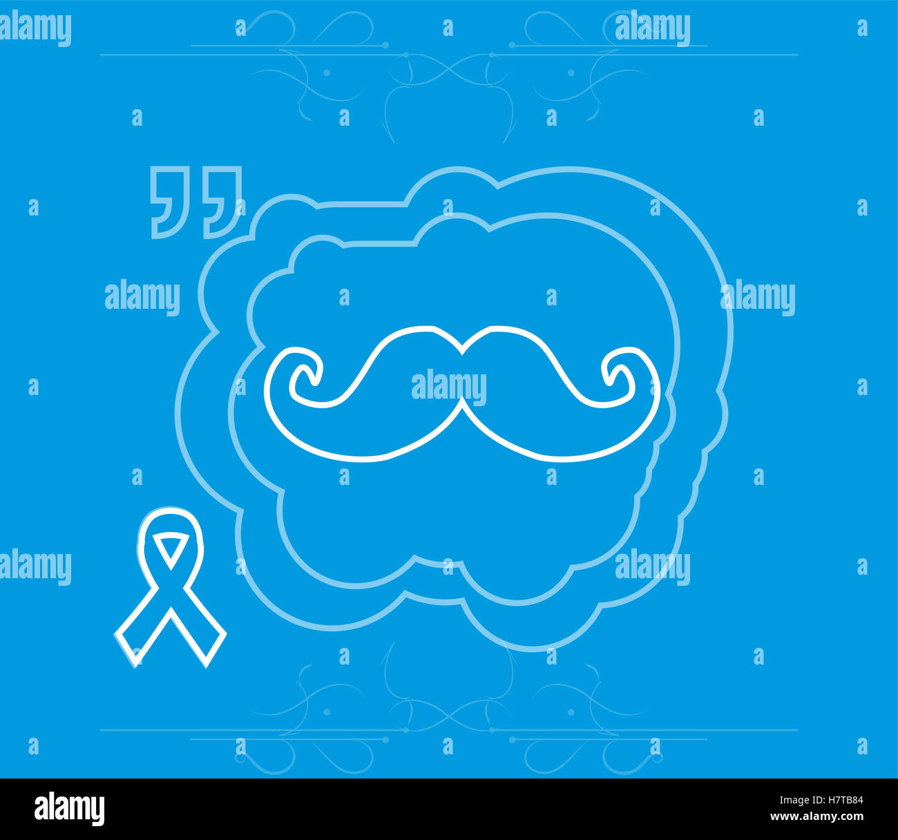 Prostate cancer ribbon awareness on blue background. white ribbon with ...