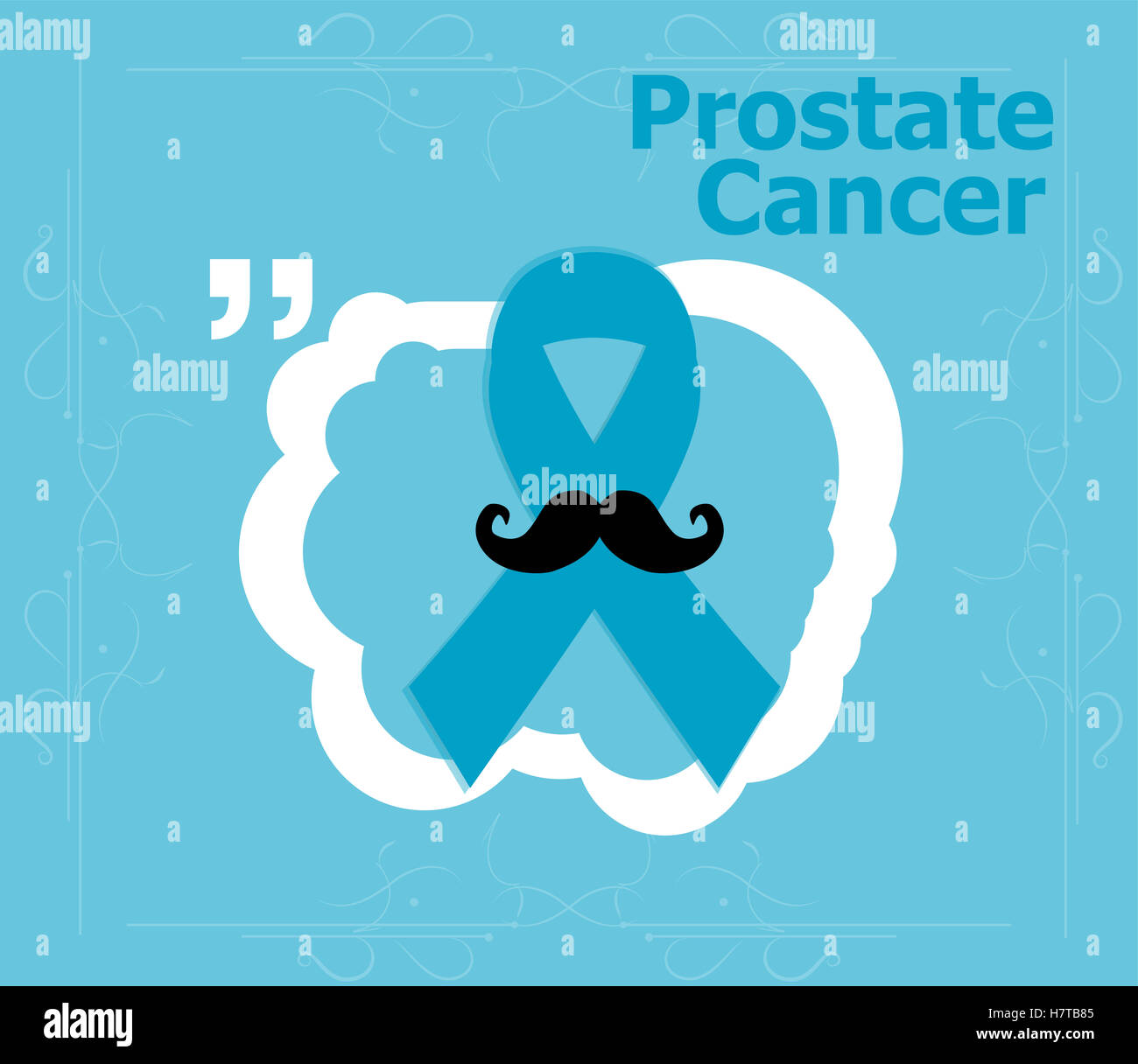 Prostate cancer ribbon awareness on blue background. Light blue ribbon ...
