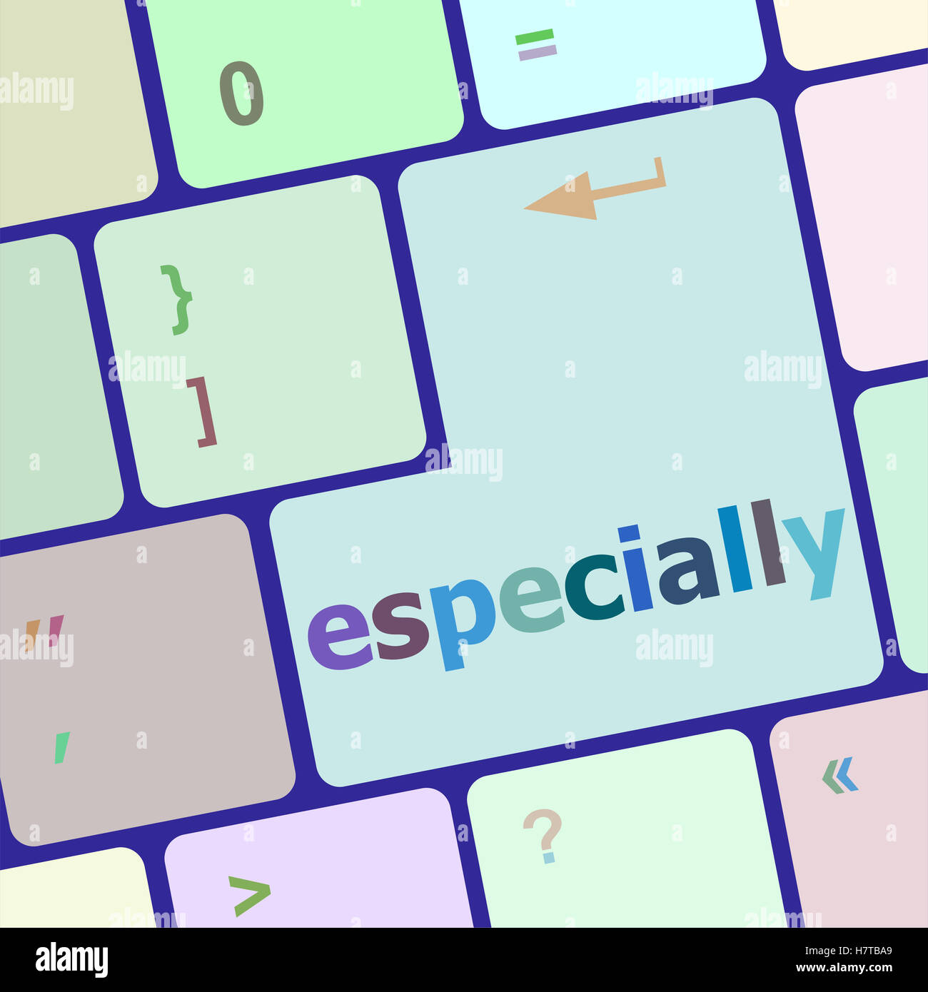 Computer keyboard key with especially word Stock Photo - Alamy