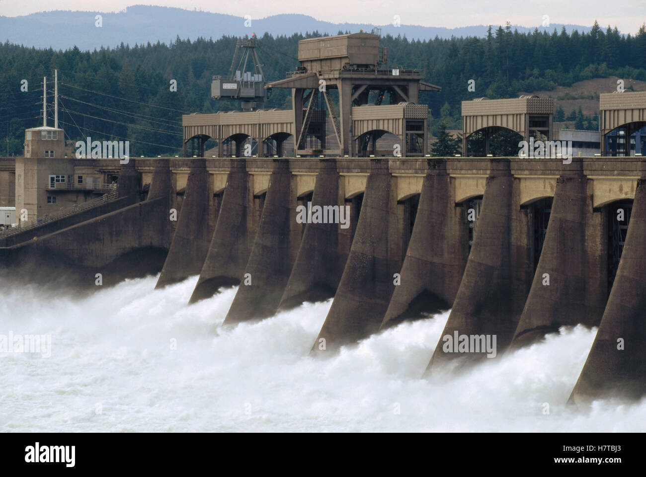 Effluence from Bonneville Dam, Columbia River, Oregon Stock Photo - Alamy