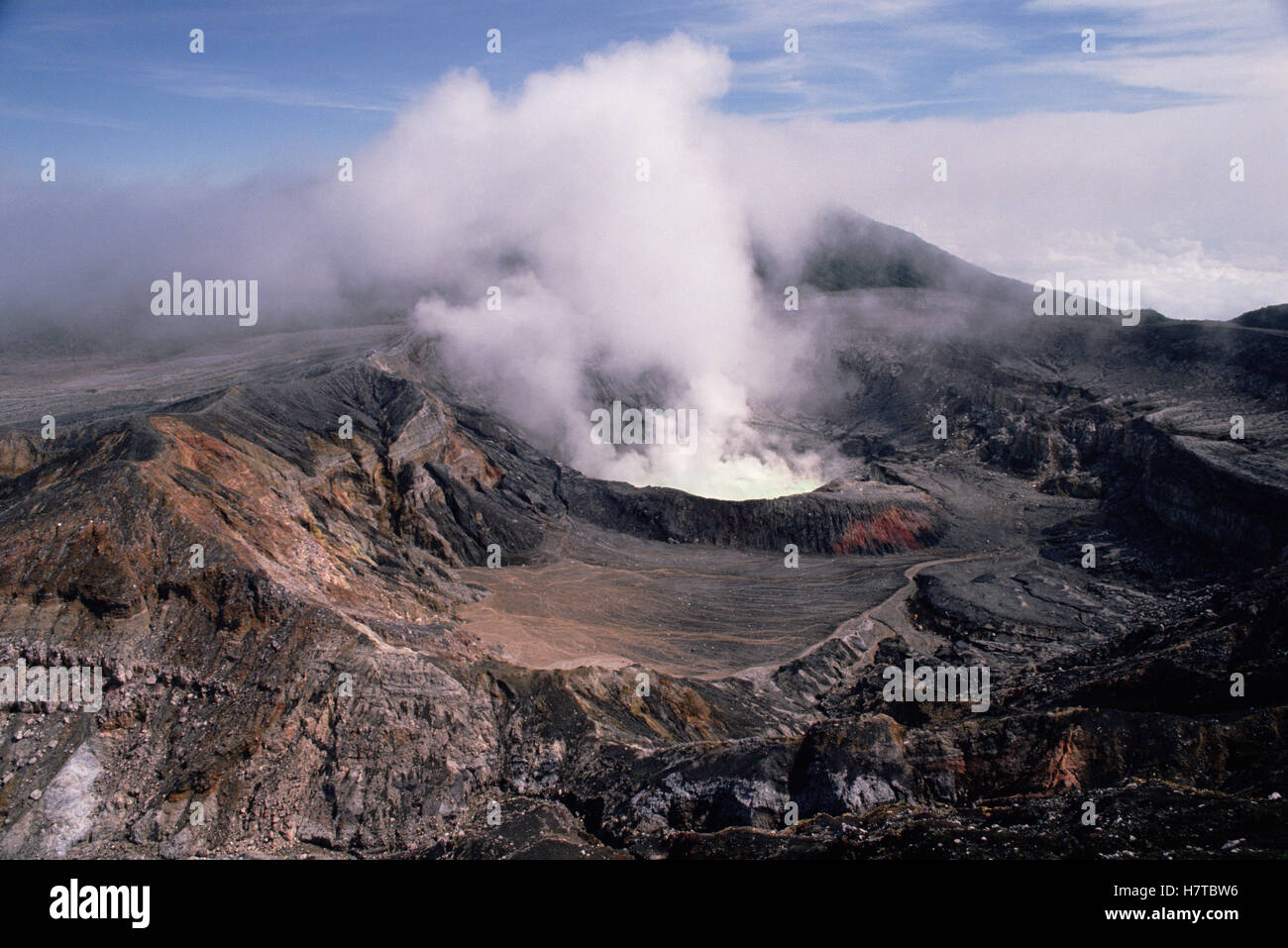 Sulphur pool and crater, Poas Volcano National Park, Costa Rica Stock ...