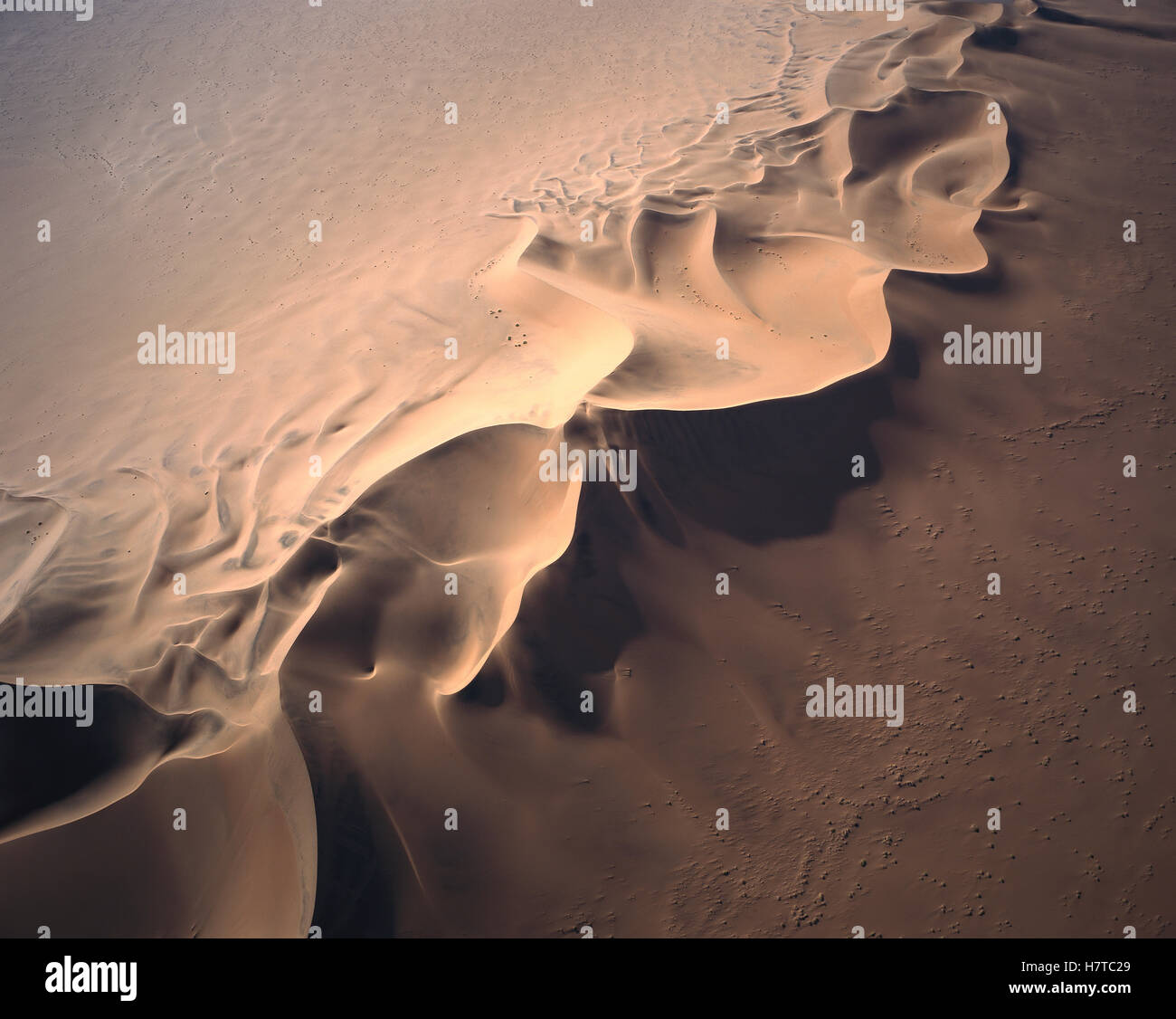 Aerial view of star dune formations, Namib-Naukluft National Park ...