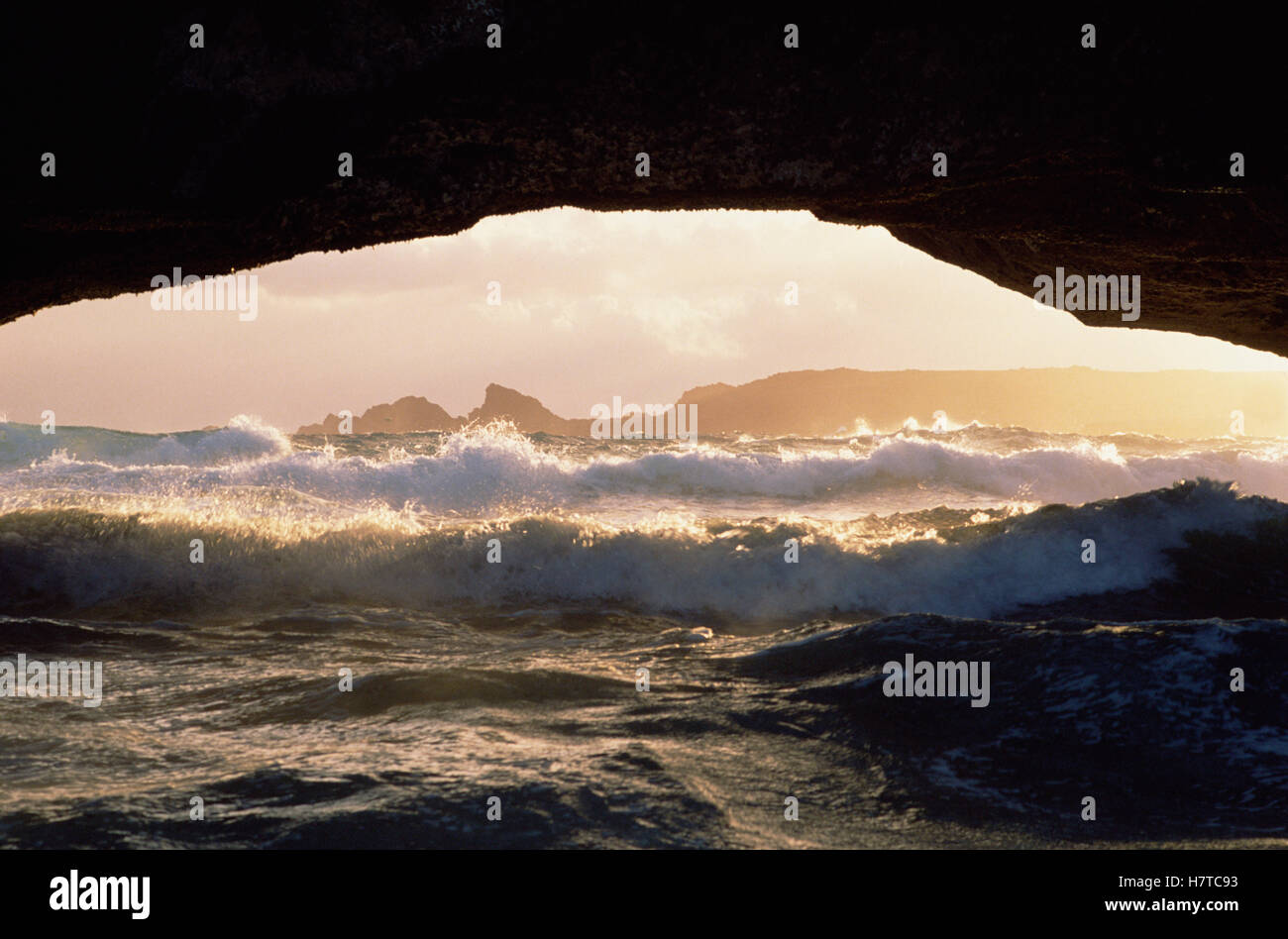 Natural bridge formation, northeast Shore Aruba Island, southern ...