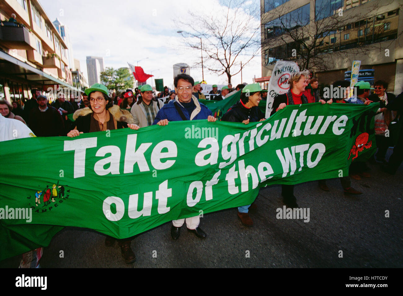 Anti-World Trade Organization (WTO) protests in the streets of Seattle ...