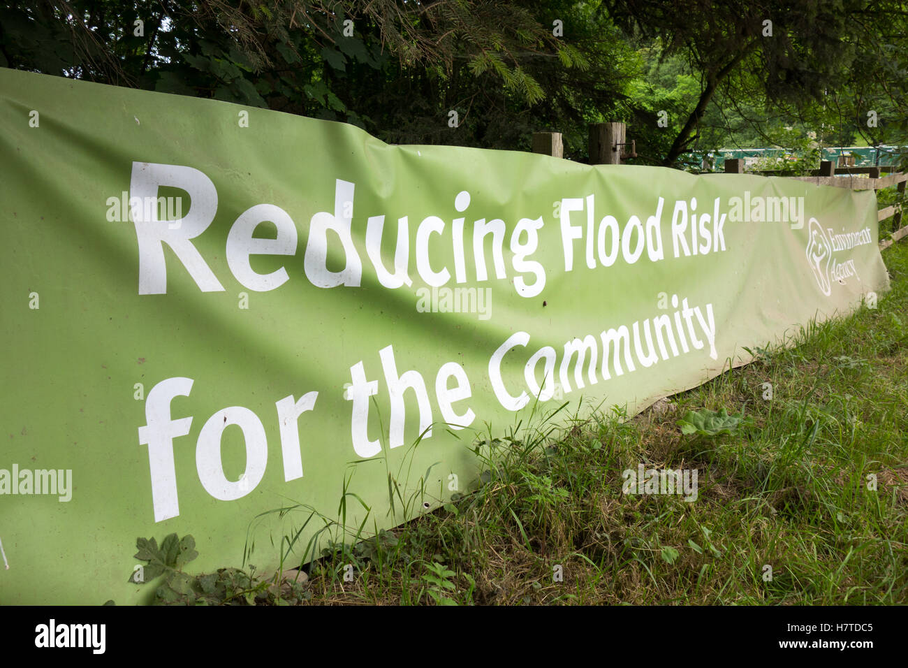 Environment Agency Sign Reducing flood risk for the community ...