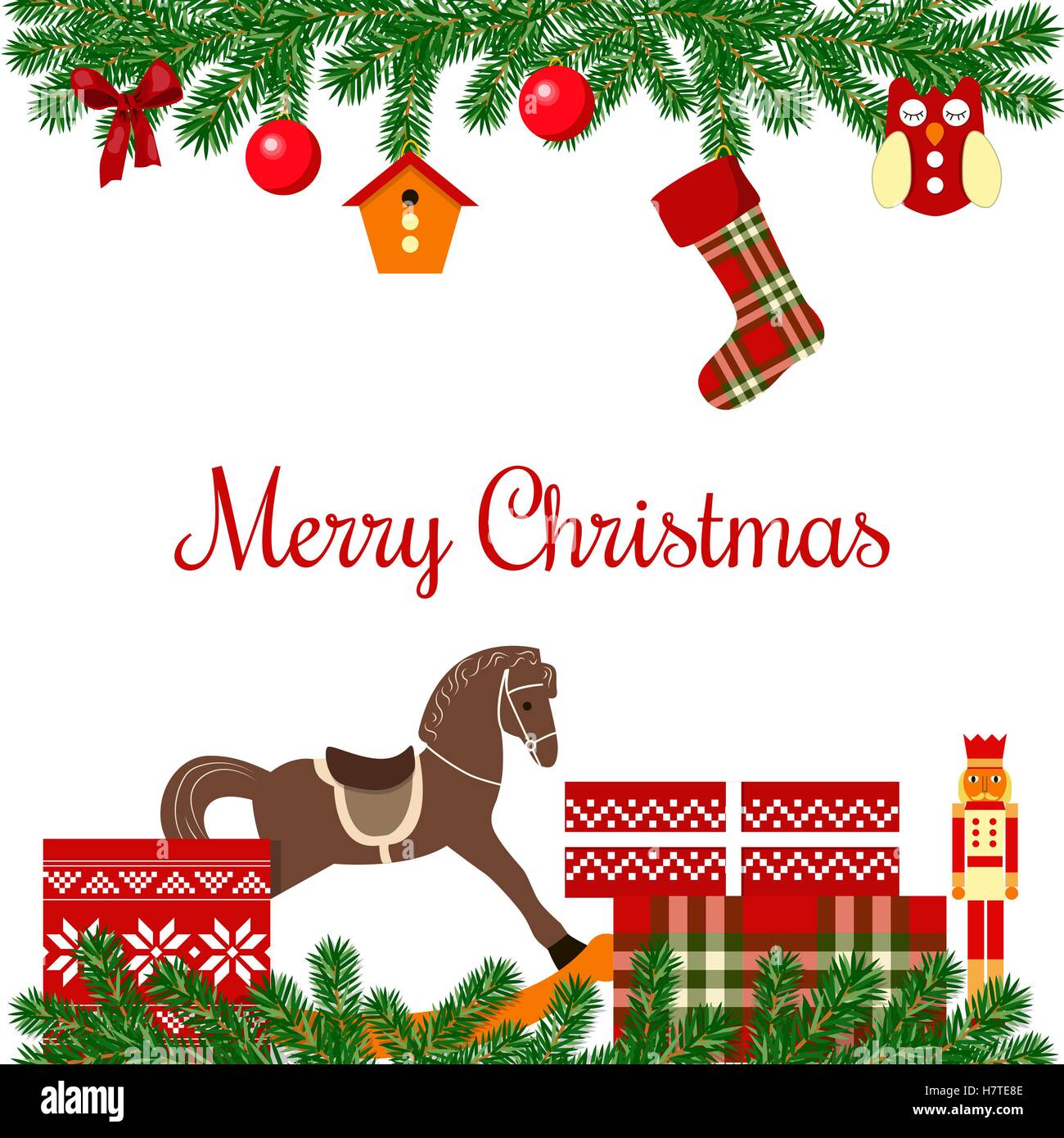 Merry christmas family pine Stock Vector Images - Alamy