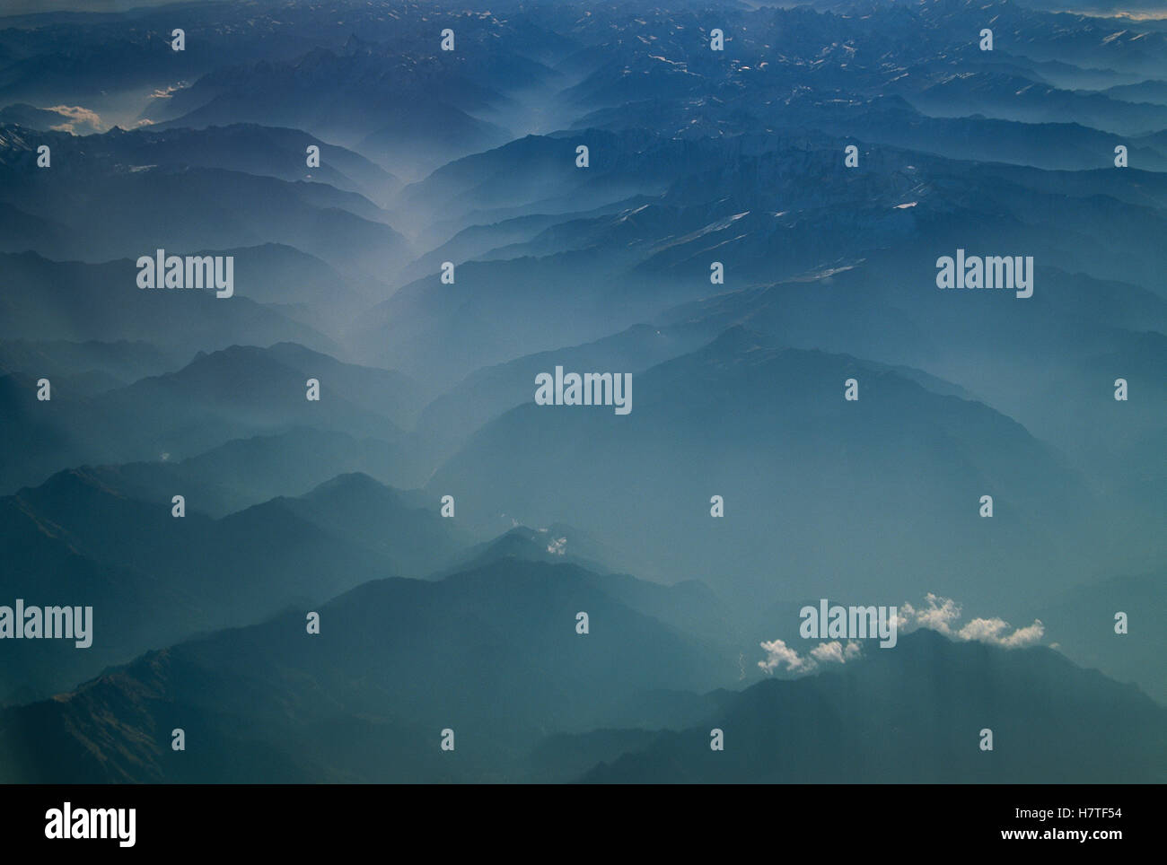 Pollution over India, aerial view of Indian foothills, Ladakh ...