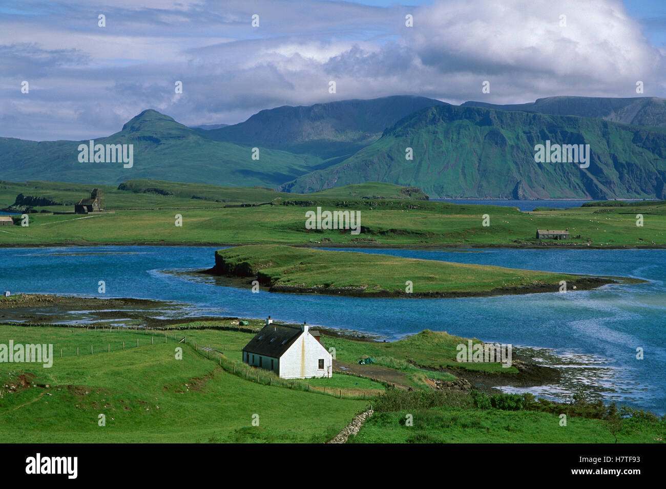 Lonely farm cottage, Canna Island, Inner Hebrides, Scotland Stock Photo ...