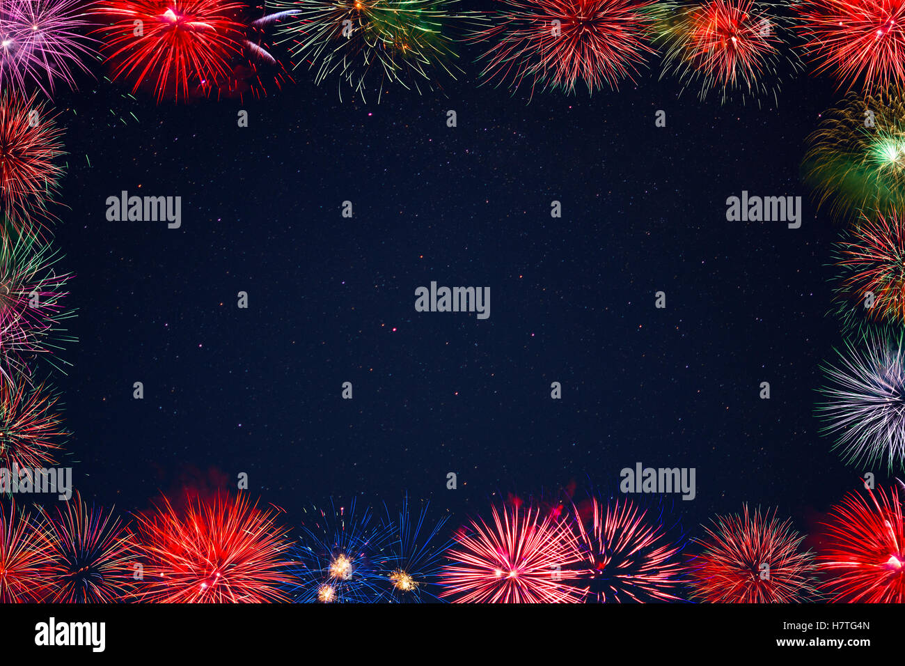Amazing celebration multicolored sparkling fireworks frame. 4th of July ...