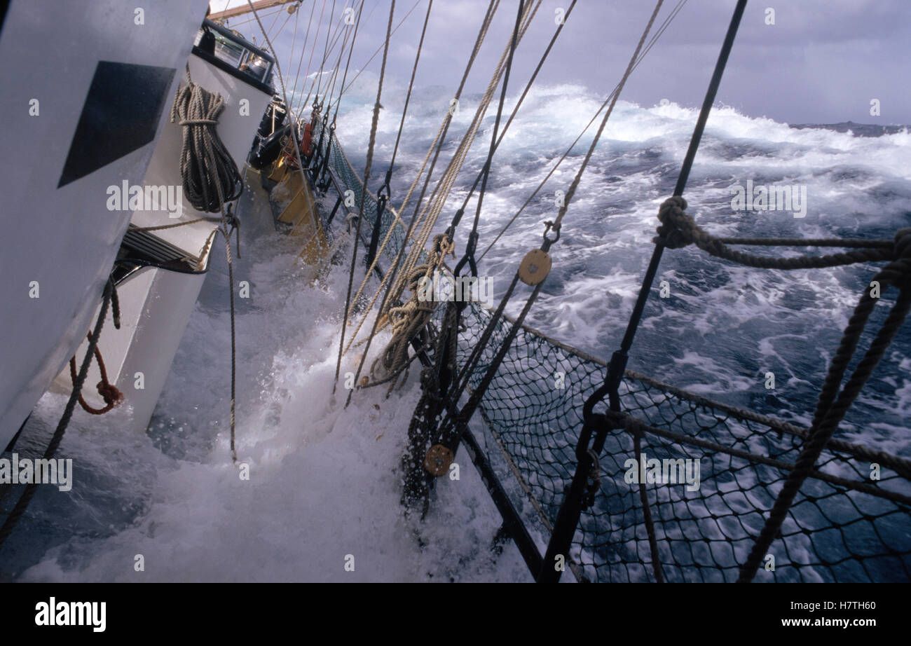 Boat rocked by rough seas of the Southern Ocean, Drake Passage ...