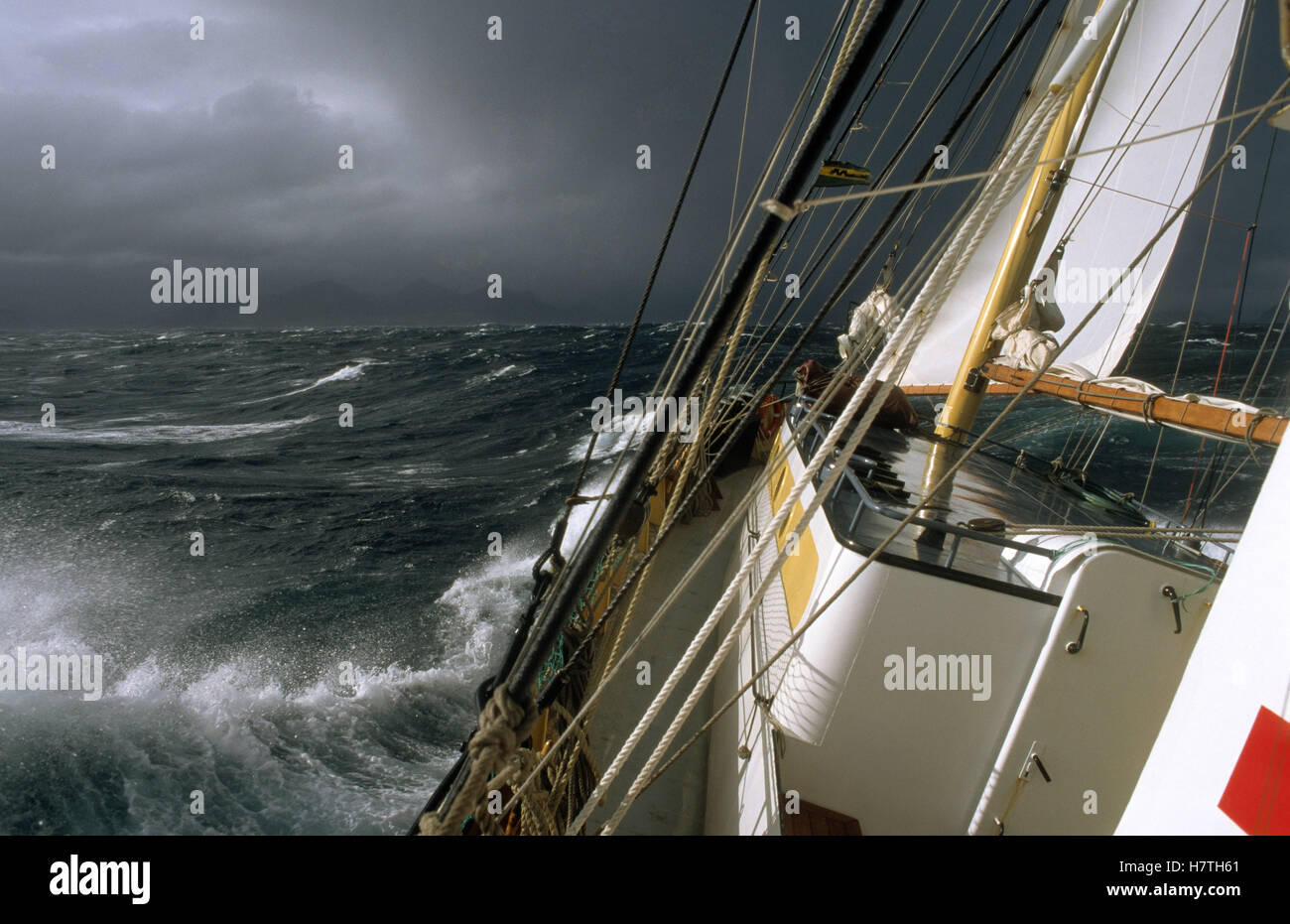 Boat rocked by rough seas of the Southern Ocean, Drake Passage ...