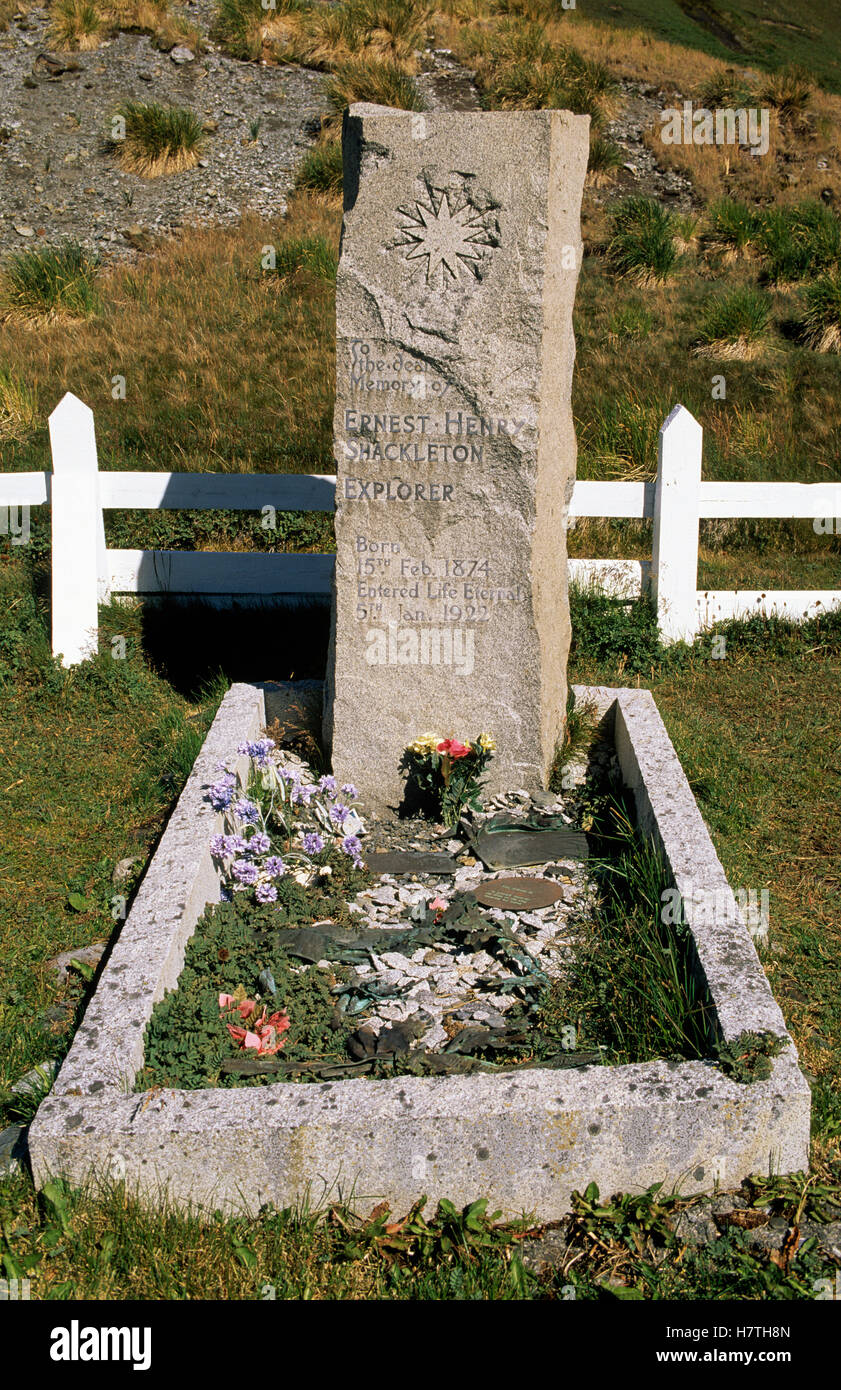 The grave of British explorer Ernest Shackleton, South Georgia Island ...