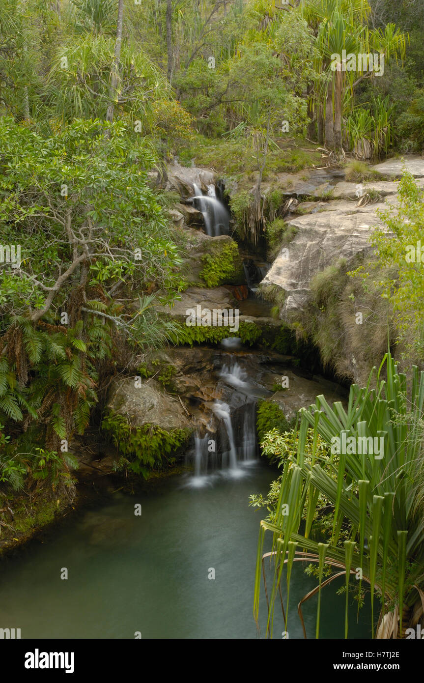 Waterfall and freshwater pools, Isalo National Park, Madagascar Stock ...