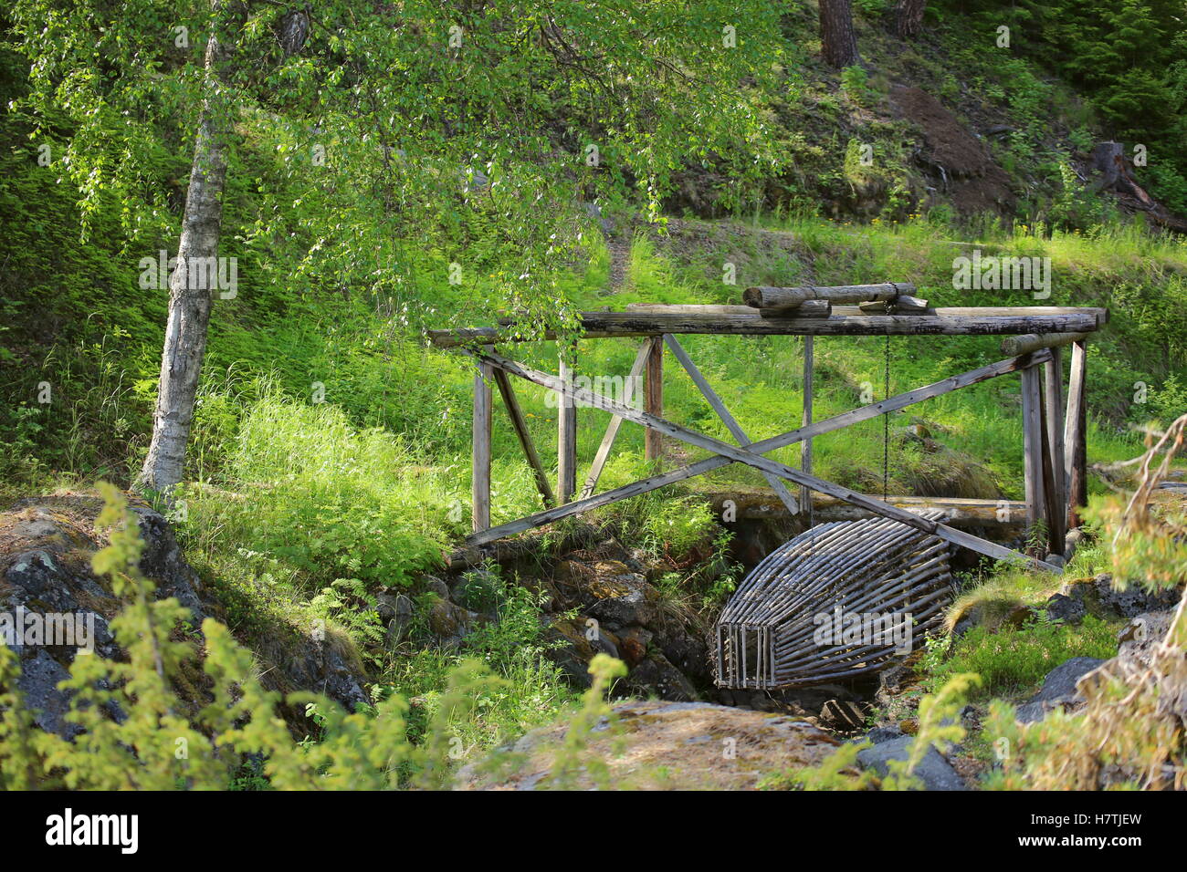 Historic fish trap in Naesaaker in Sweden, as it was used in the stone ...