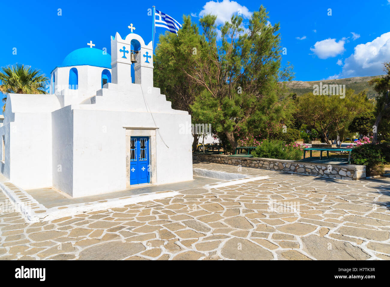 White church in Parikia town on Paros island, Greece Stock Photo - Alamy