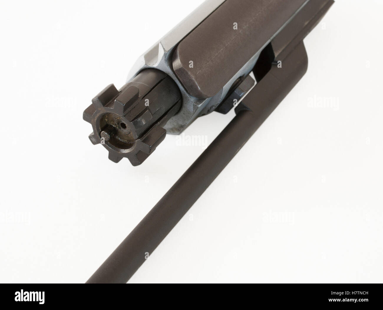 AR-15 bolt carrier and gas tube isolated on white Stock Photo - Alamy