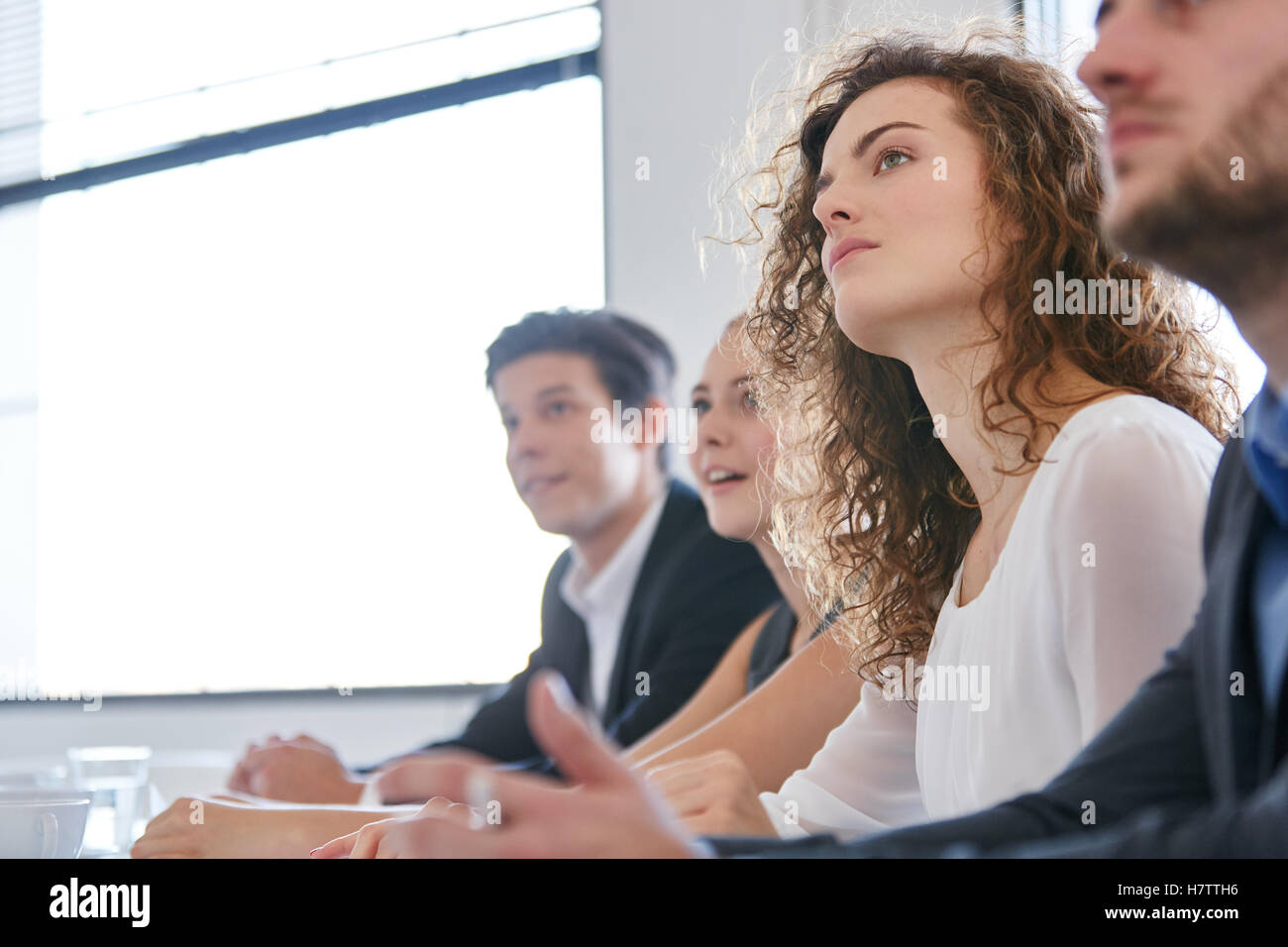Business people in seminar learning during business training Stock ...