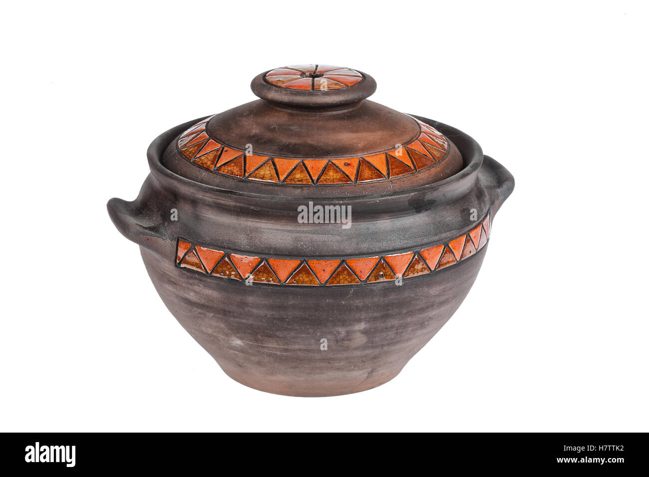Russian national handmade wooden container on an isolated studio ...