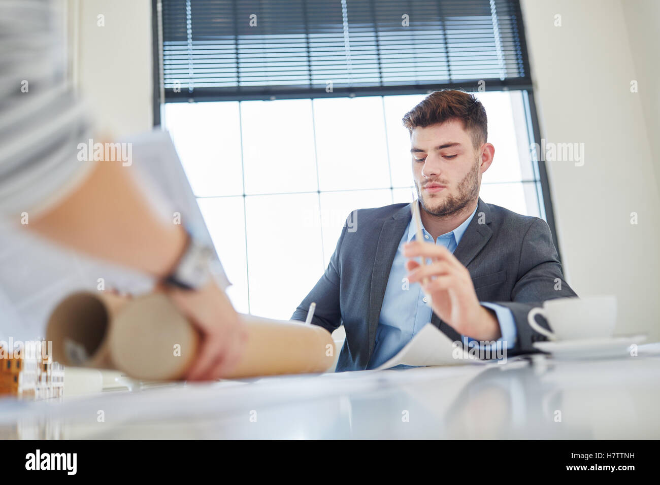 Businessman thinking about problem and decision Stock Photo - Alamy