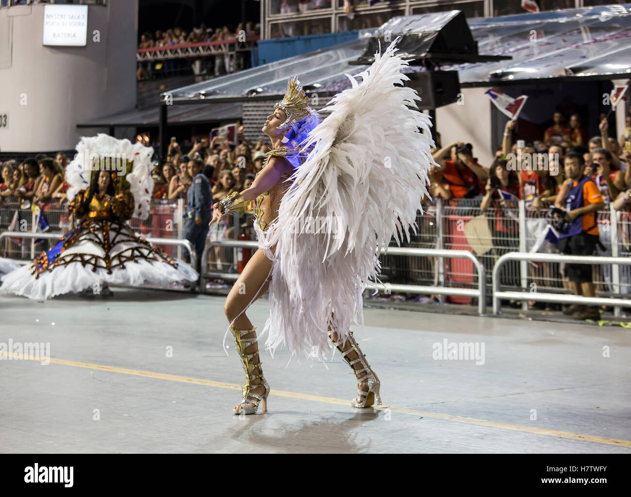 Performers dancing in full costume at carnaval Sao Paulo, Brazil Stock ...