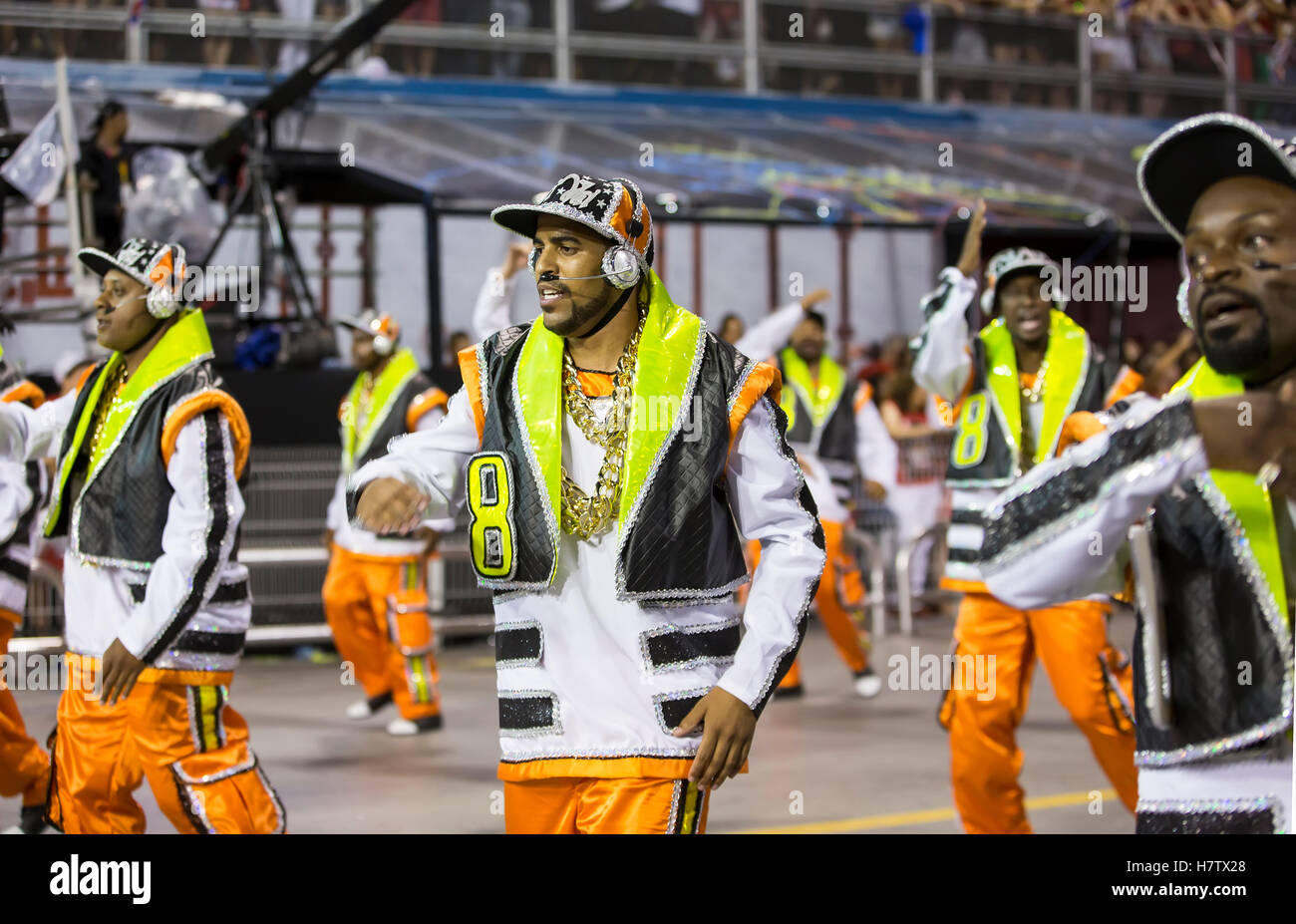 Performers dancing in full costume at carnaval Sao Paulo, Brazil Stock ...