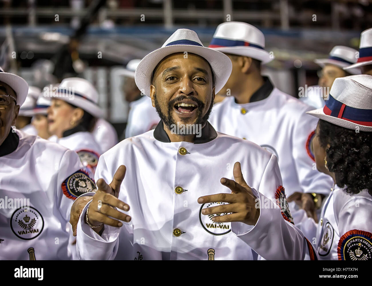 Performers dancing in full costume at carnaval Sao Paulo, Brazil Stock ...