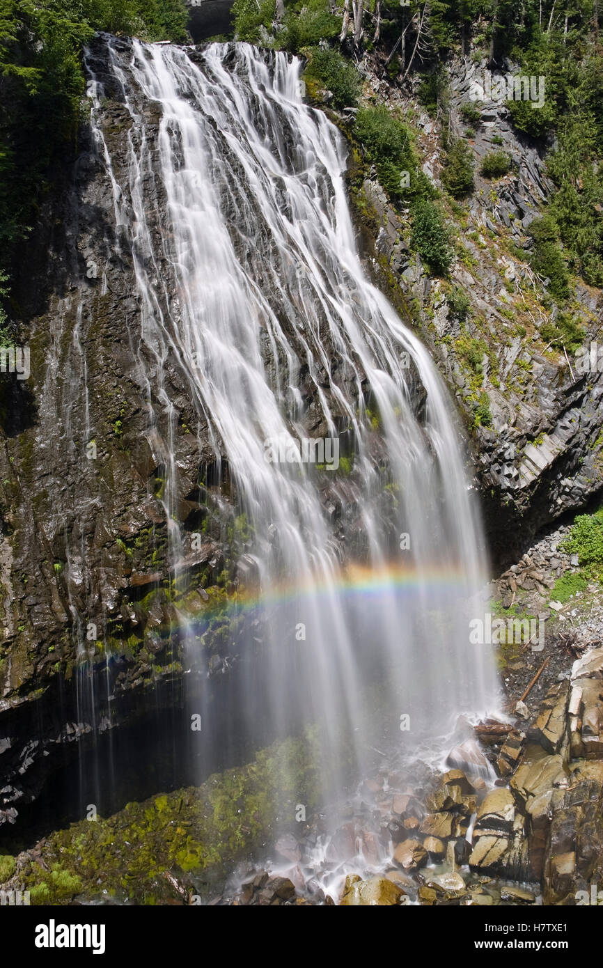 Narada Falls with rainbow, Mount Rainier National Park, Washington ...