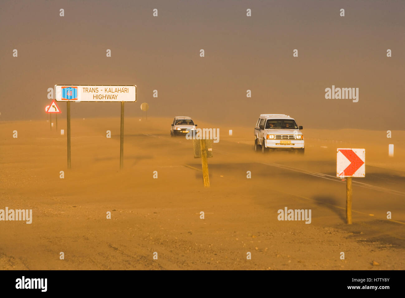 Highway during a sandstorm, Namib Desert, Swakopmund, Namibia Stock ...