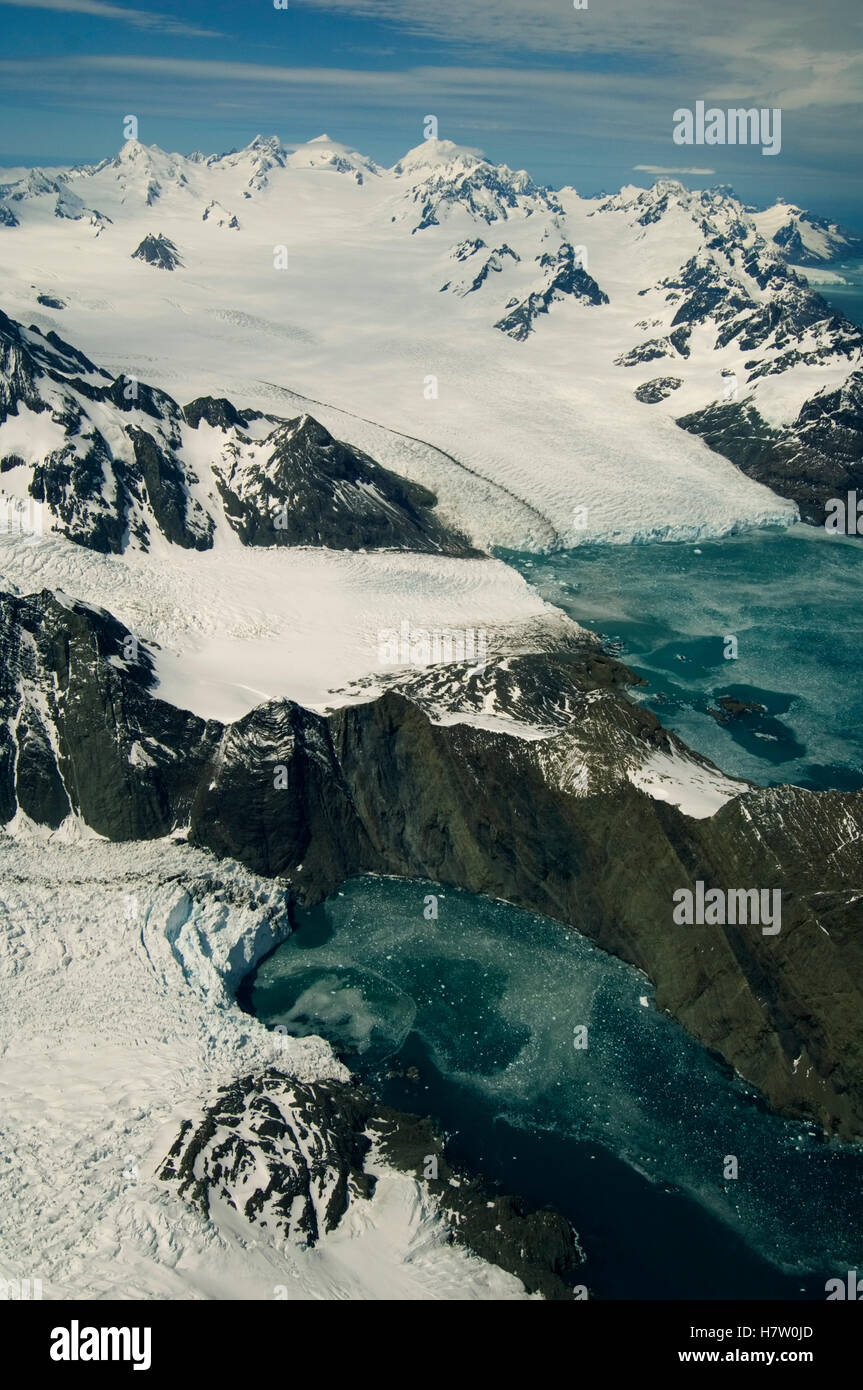 Aerial of Austin Head in Undine South Harbour, South Georgia Island ...