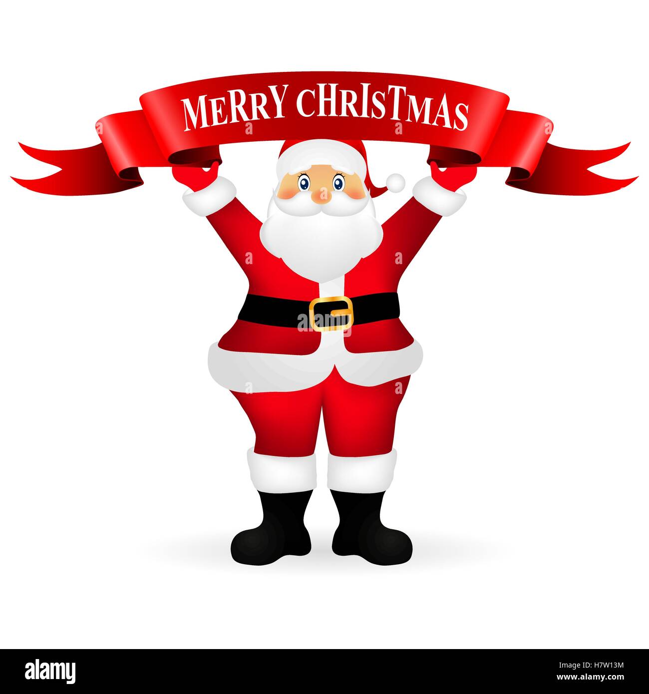 Santa Claus holding a ribbon with congratulation on Christmas Stock ...