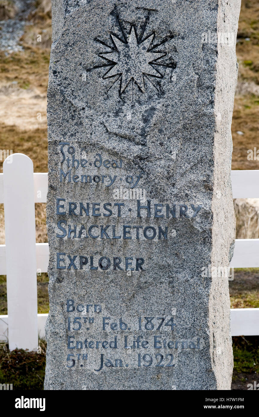 Grave of British explorer Ernest Shackleton, South Georgia Island Stock ...