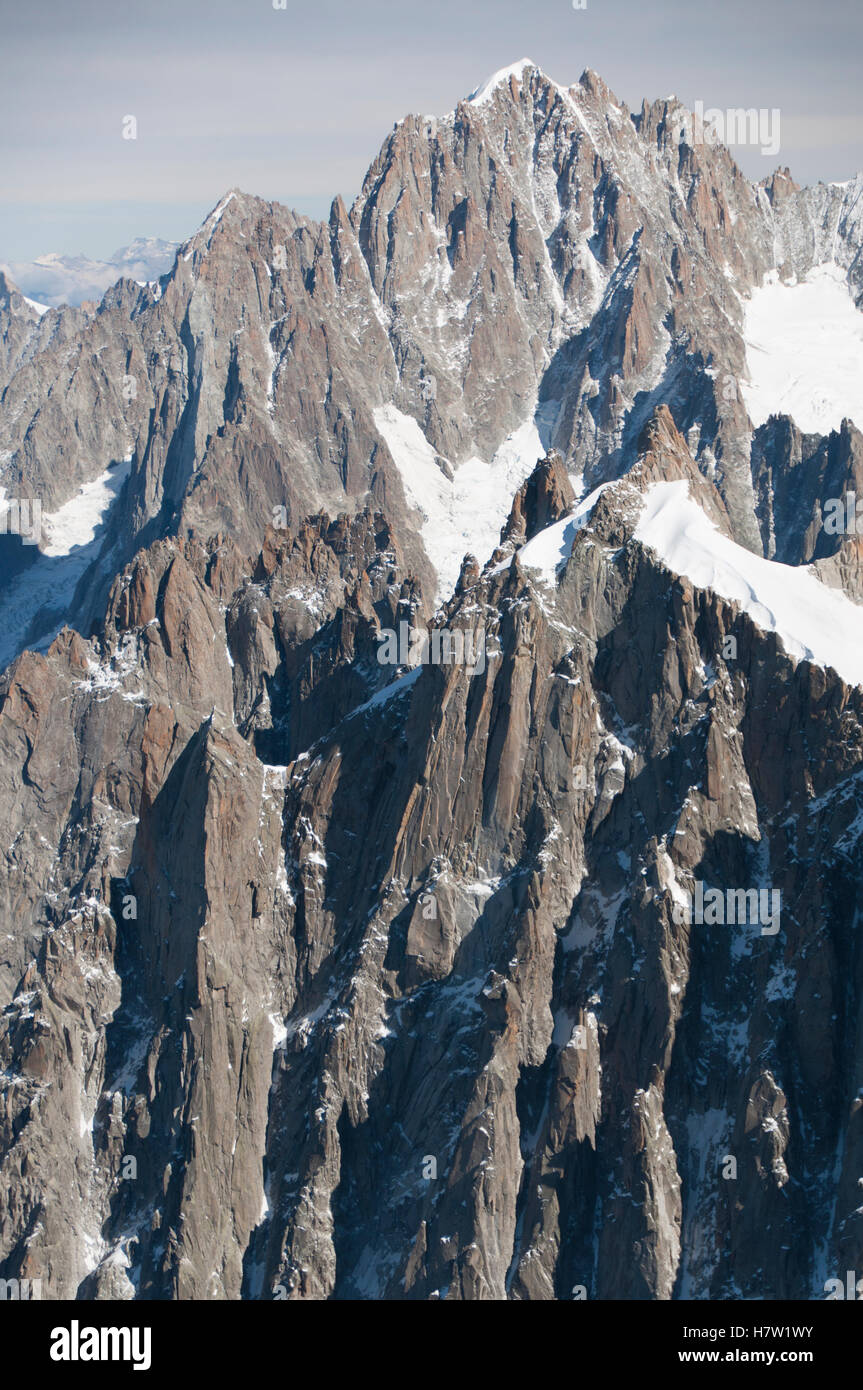 Aiguille du Plan as viewed from the Aiguille du Midi, Mont Blanc massif ...