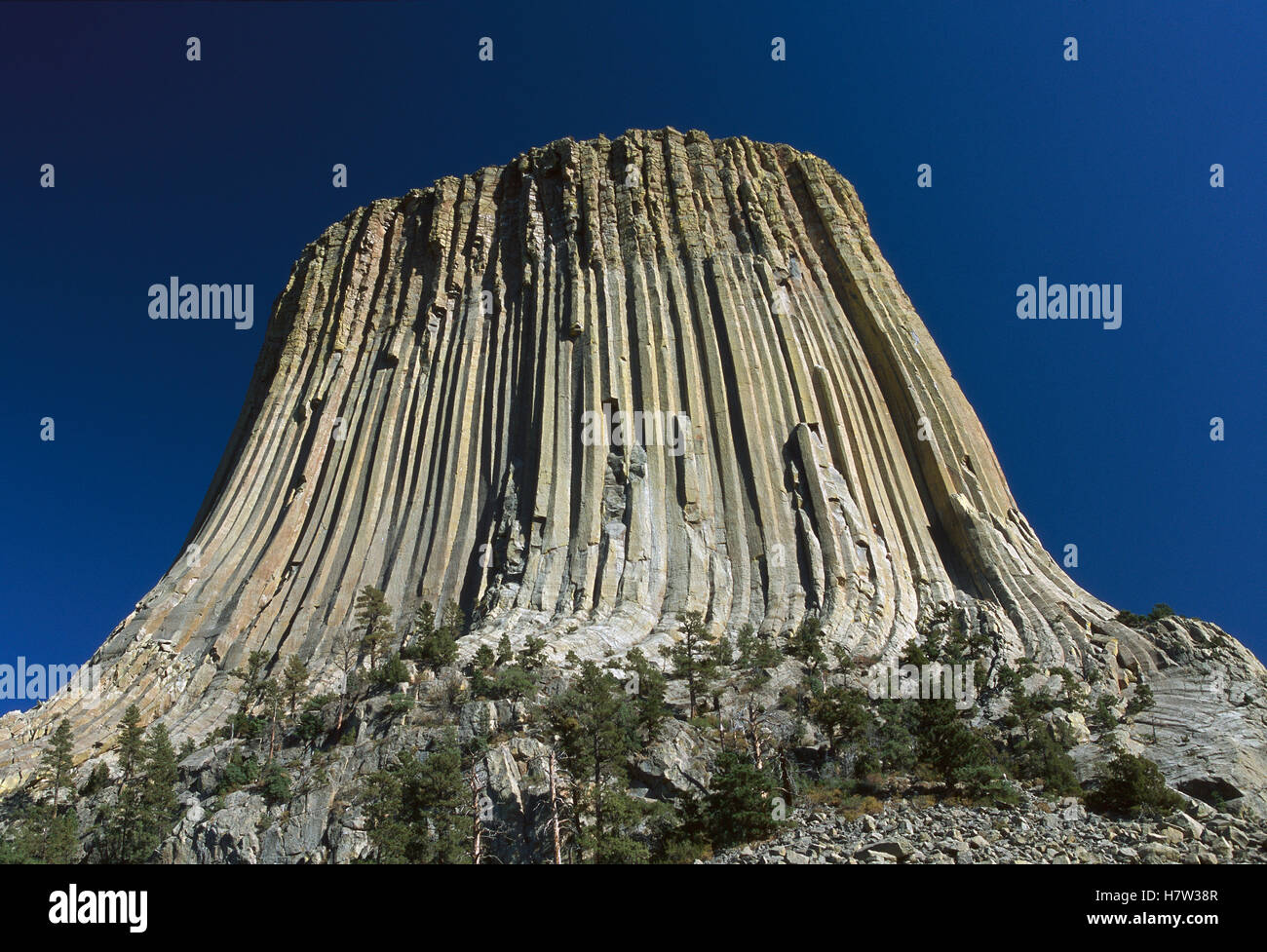 Devils Tower, famous basalt tower, sacred site for Native Americans ...
