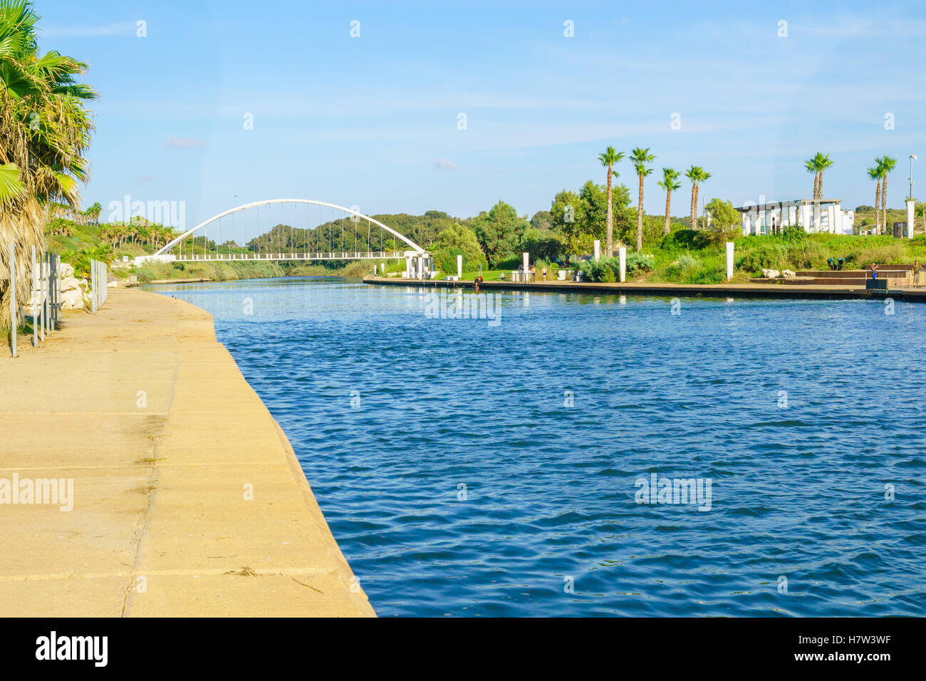 HADERA, ISRAEL - SEPTEMBER 27, 2015: View of Hadera River (Nahal Hadera ...
