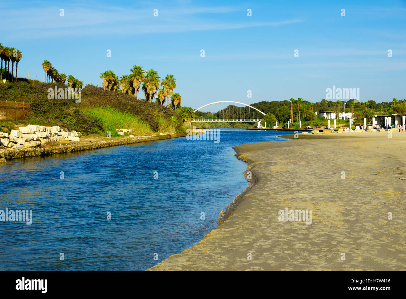 HADERA, ISRAEL - SEPTEMBER 27, 2015: View of Hadera River (Nahal Hadera ...