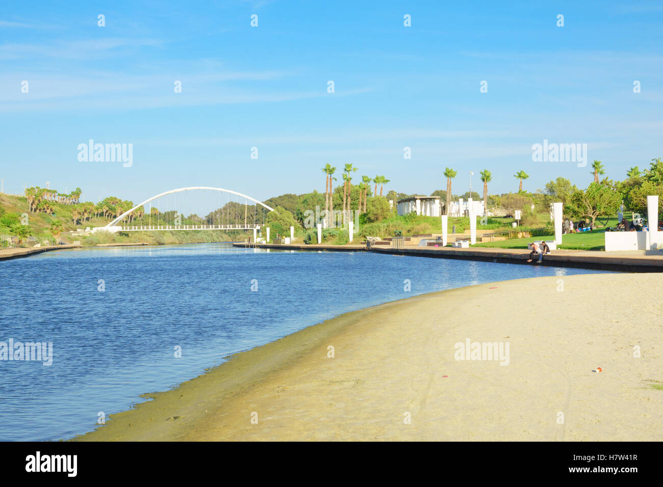 HADERA, ISRAEL - SEPTEMBER 27, 2015: View of Hadera River (Nahal Hadera ...
