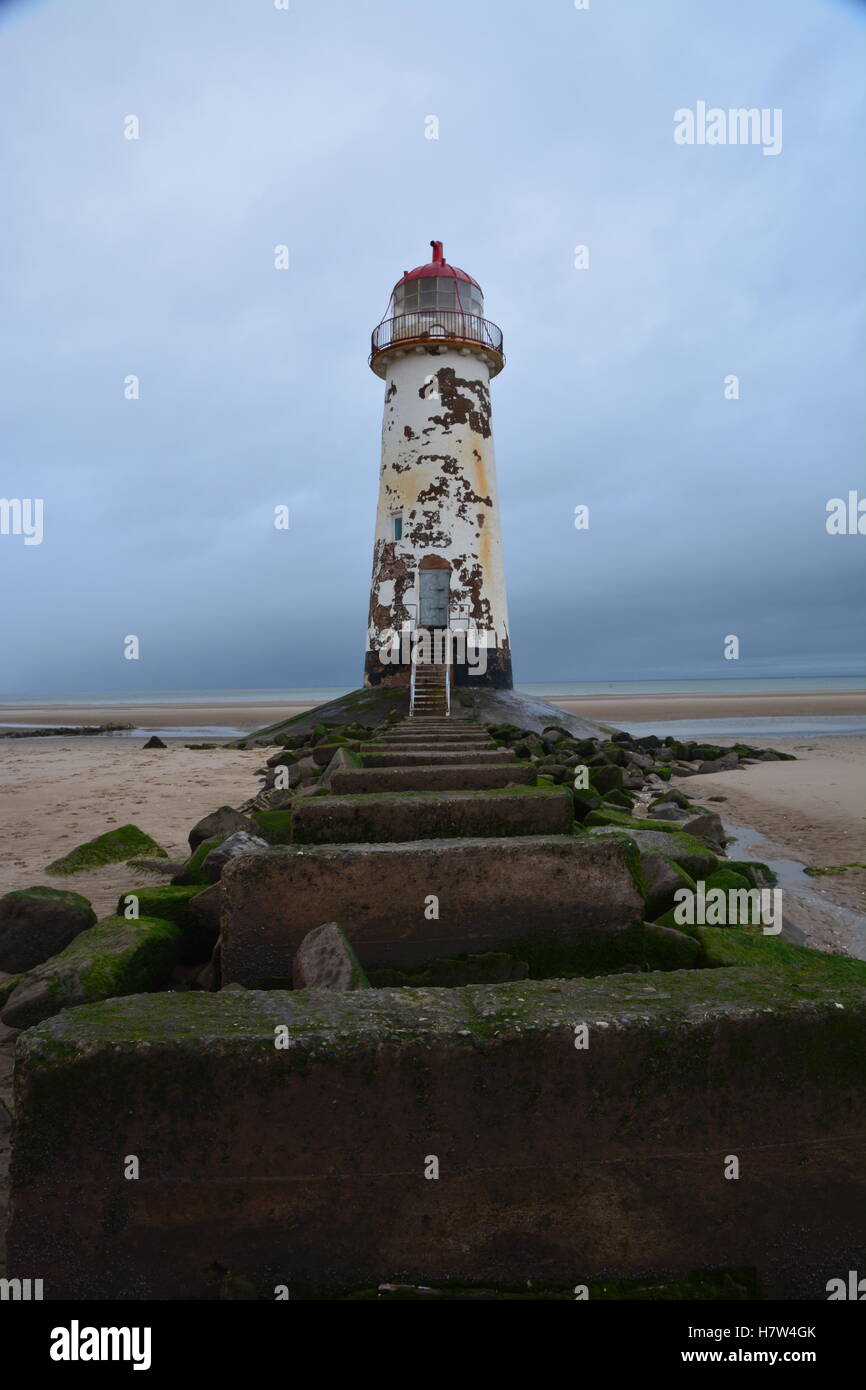 Talacre Beach Lighthouse at the Point of Ayr North Wales Stock Photo ...