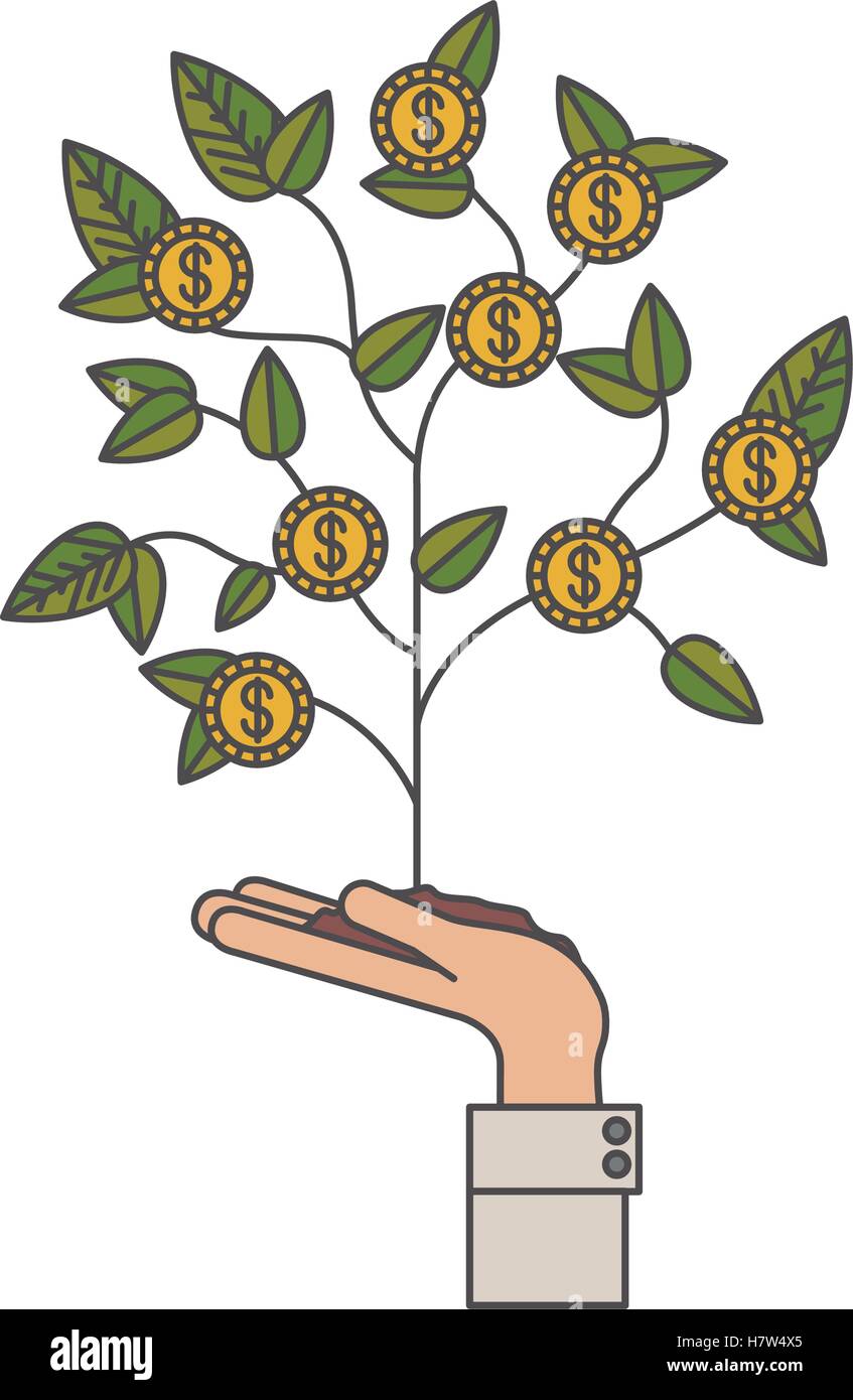Plant with coins icon. Investment ideas profit and start up theme ...