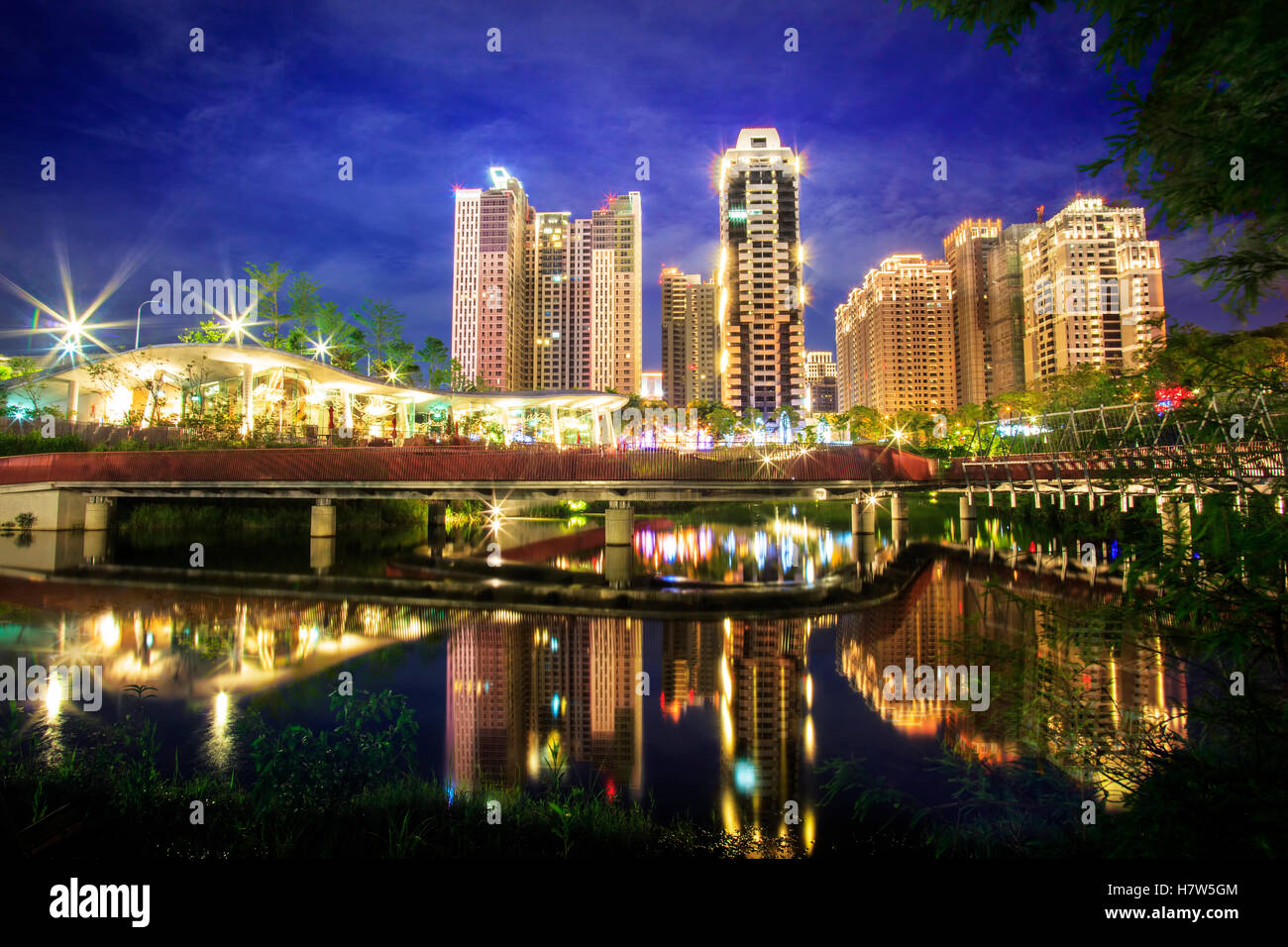 The Taichung Night, Taiwan with nice backgrond color Stock Photo - Alamy