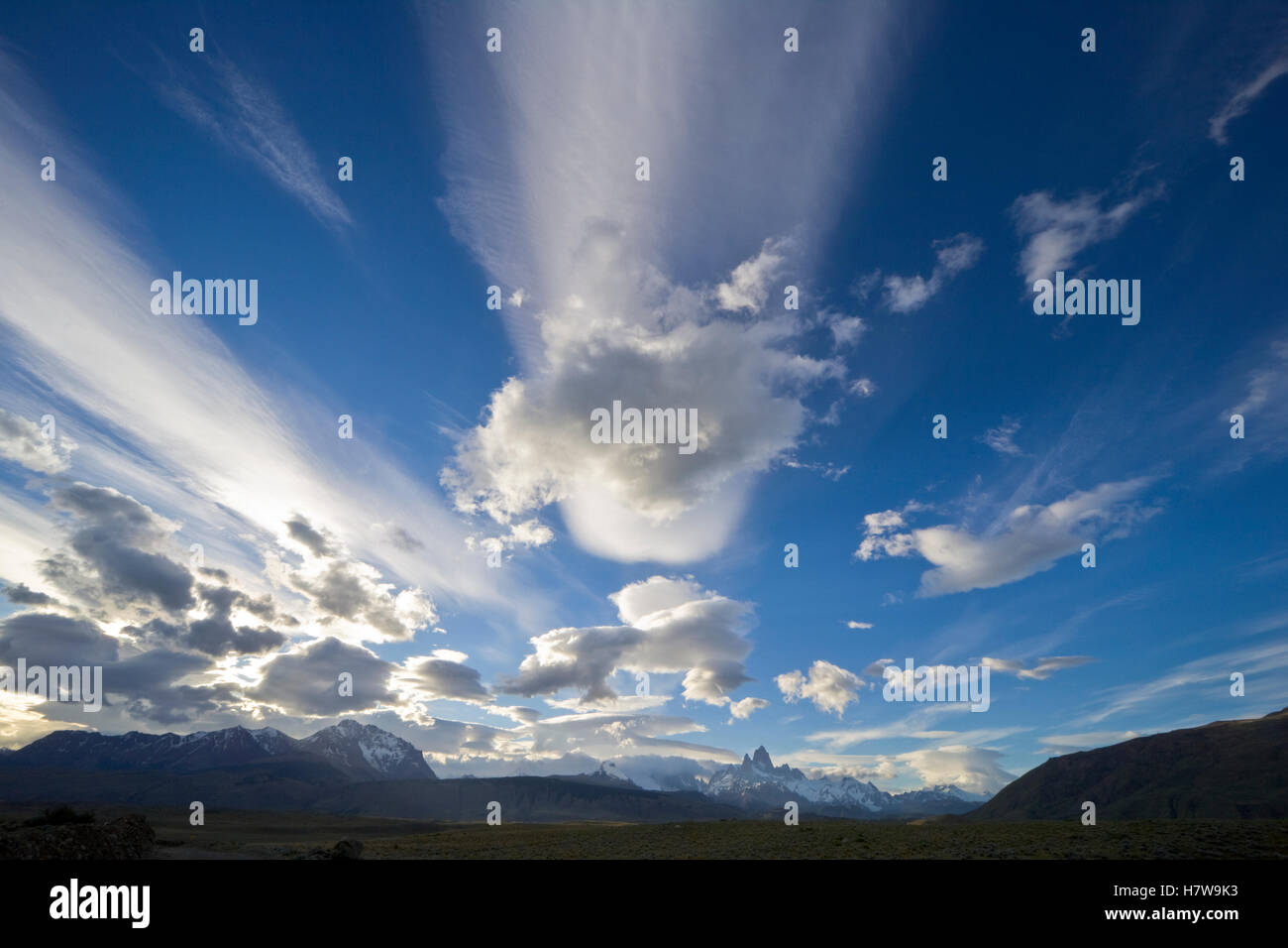 Fitzroy Massif under cumulus and lenticular clouds, Andes, Los ...