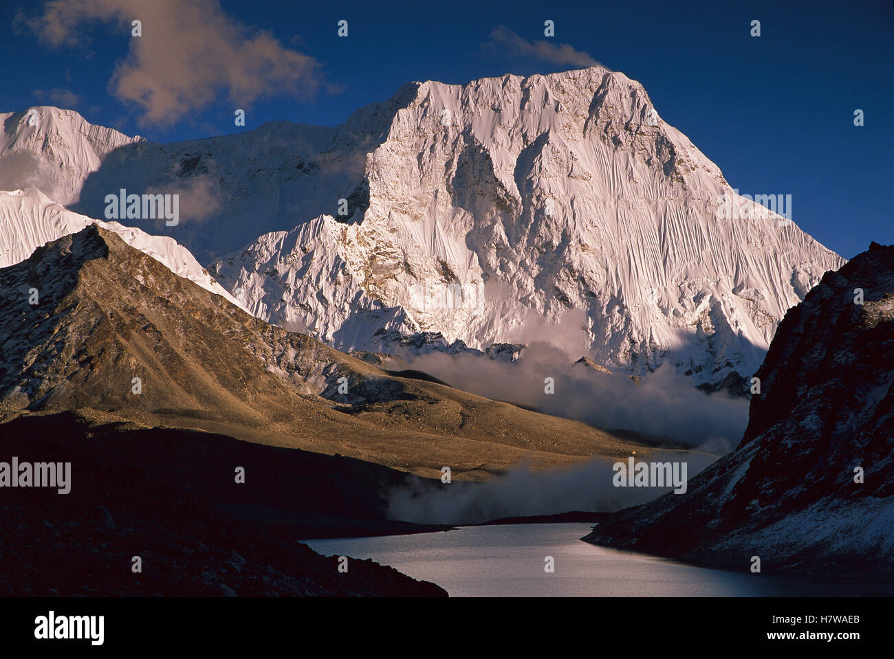 Chamlang (7,319 meters) in evening light, Makalu-Barun National Park ...