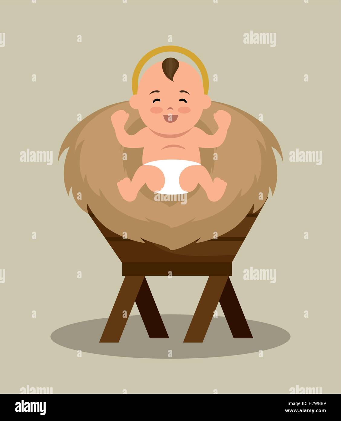 happy merry christmas manger character vector illustration design Stock ...