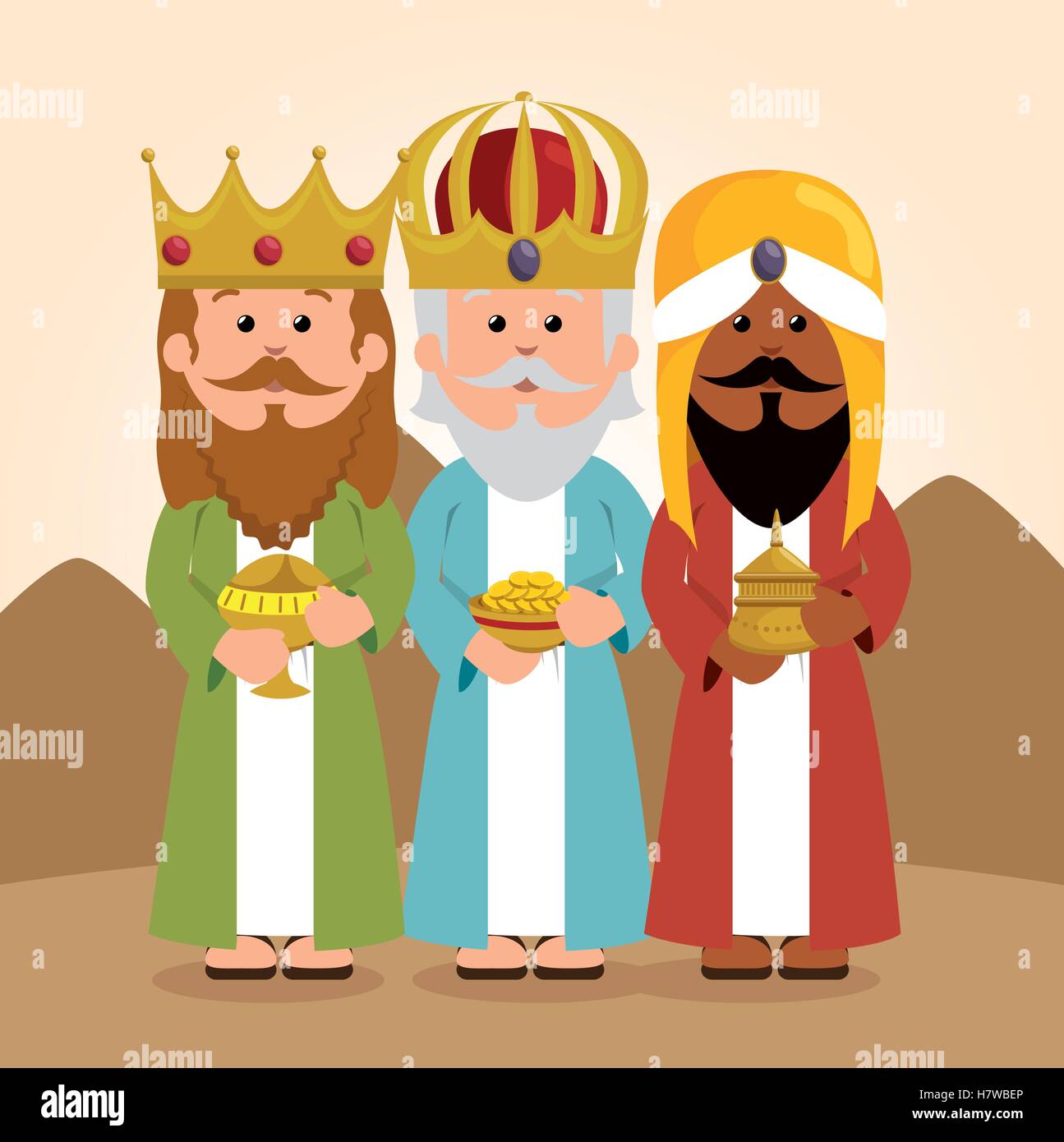 happy merry christmas manger character vector illustration design Stock ...