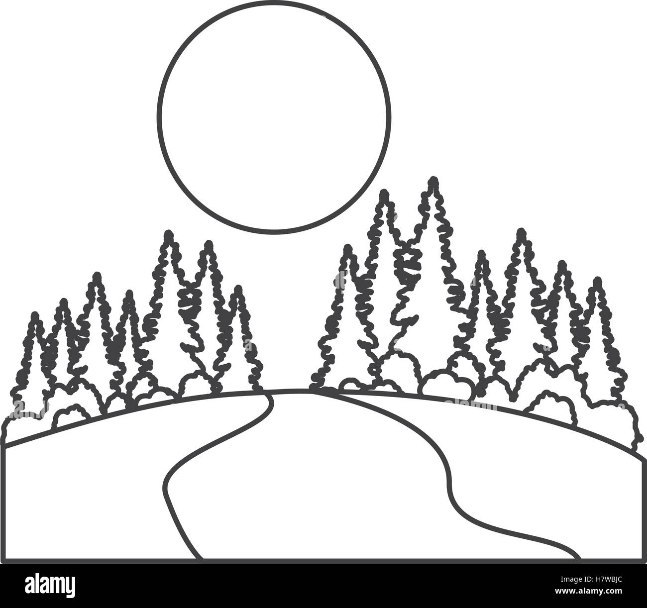 Landscape icon. Park nature outdoor season spring and summer theme ...