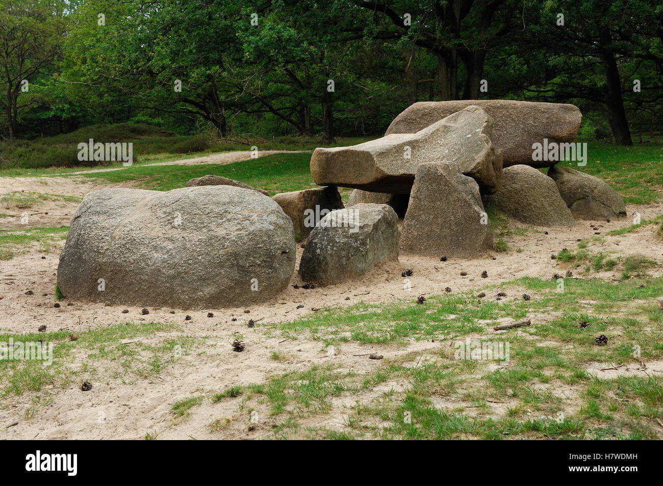 Dolmen, ancient Neolithic burial chamber from about 3,500 BC, Drenthe ...
