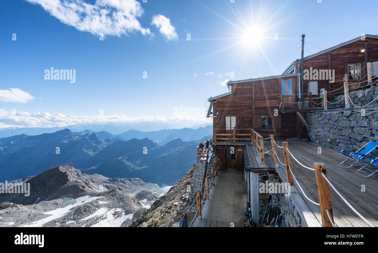 Gnifetti hut, Monte Rosa massive mountains, Staffal, Alps, Italy ...