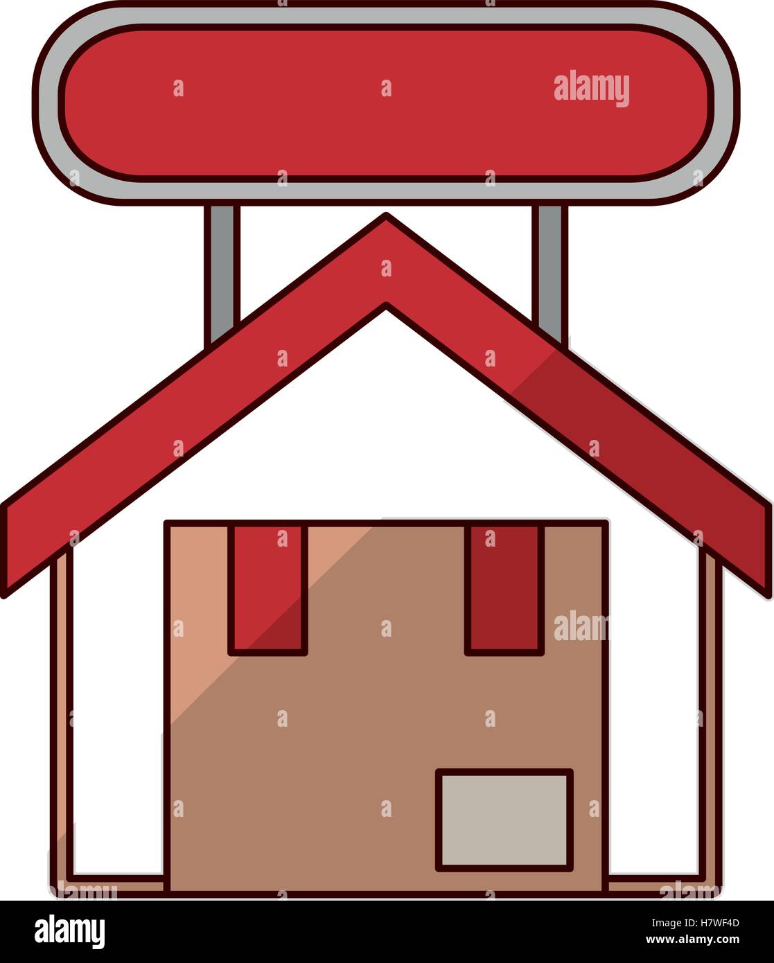 Package with label inside house icon. Delivery shipping logistic and ...