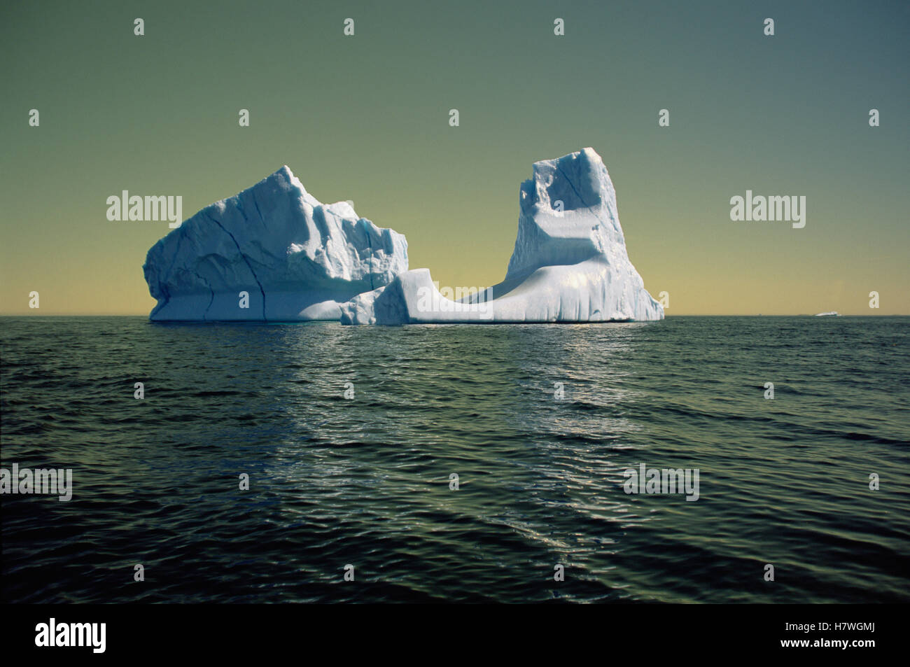Iceberg melting and floating south in Labrador Sea current, summer ...